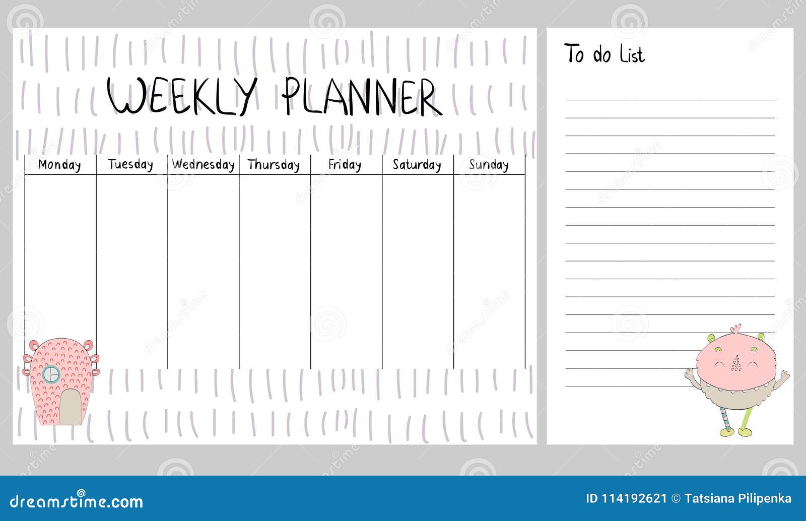 Vector weekly planner stock vector. Illustration of note - 114192621