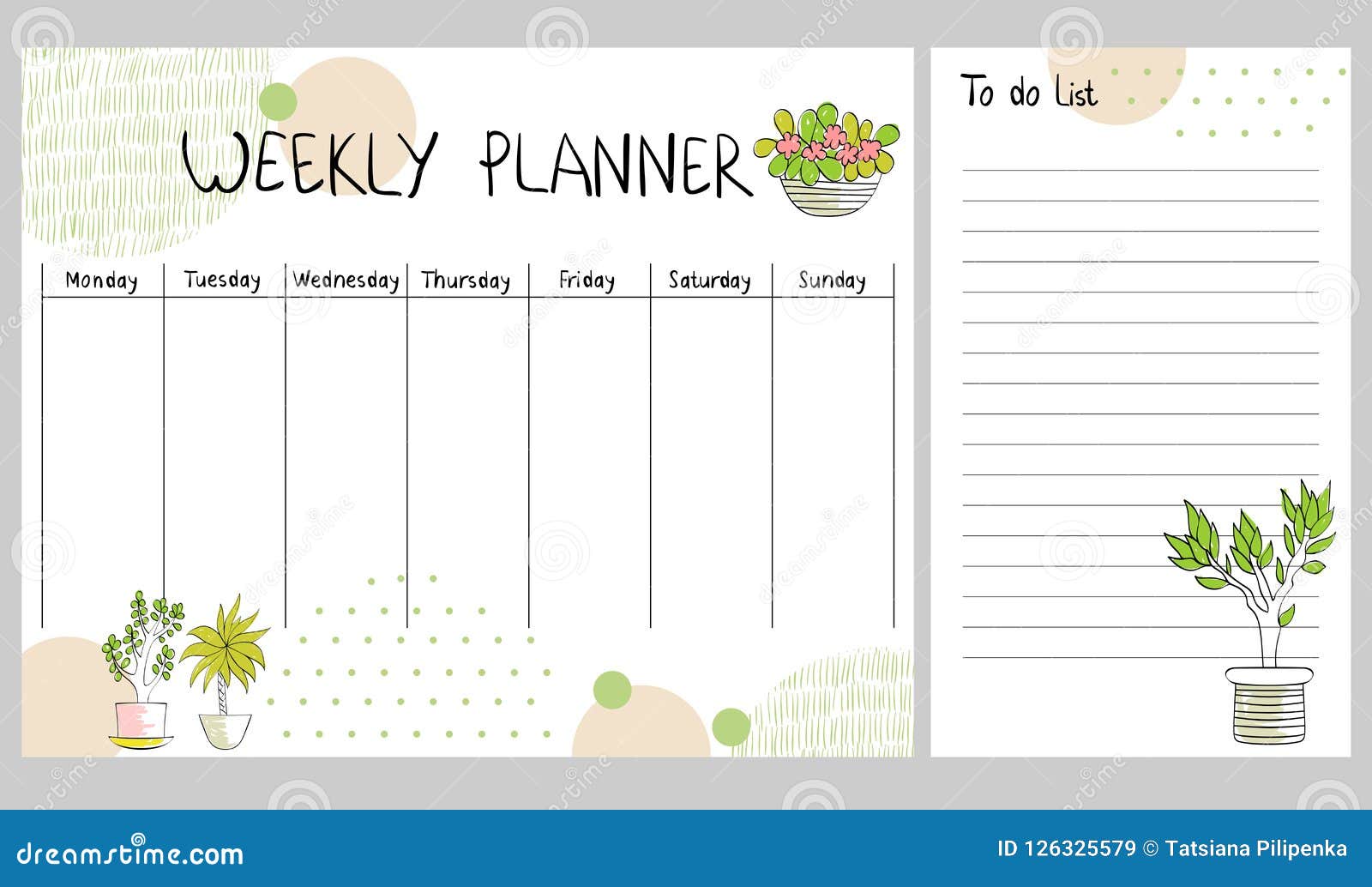 Vector weekly planner stock vector. Illustration of summer - 126325579