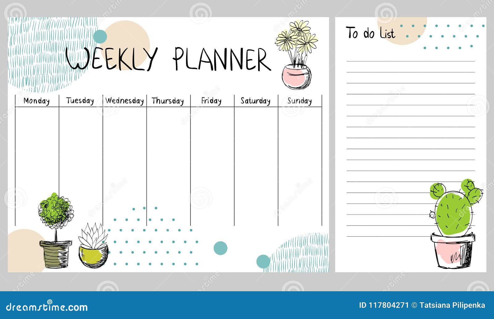 Vector weekly planner stock vector. Illustration of stationery - 117804271