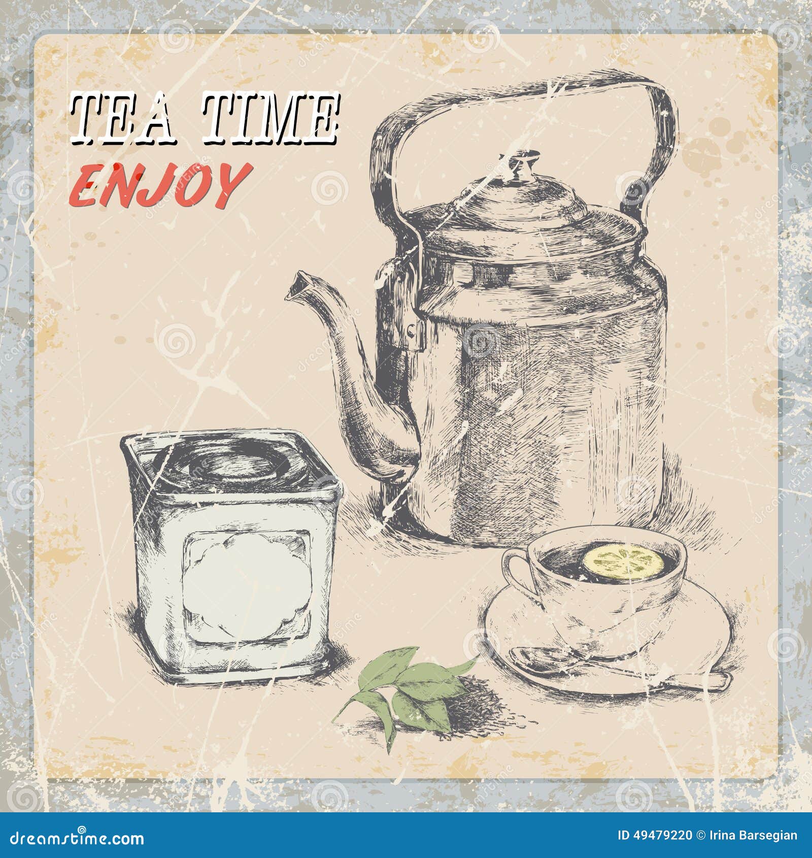 Hand Drawing of Vintage Tea Label.vector Illustration Stock Vector ...