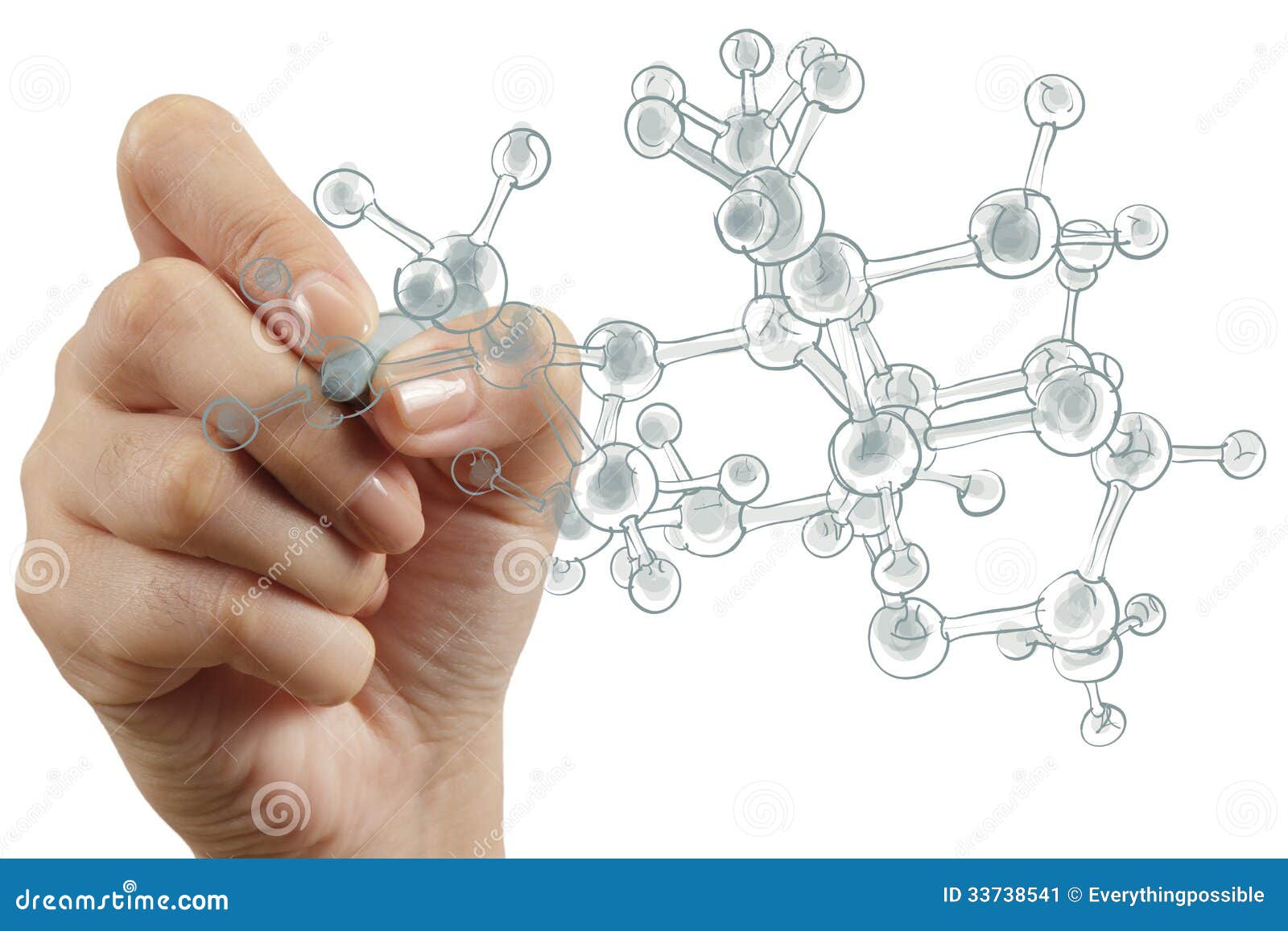 Hand Drawing Virtual Molecular Structure Stock Image - Image of medical ...