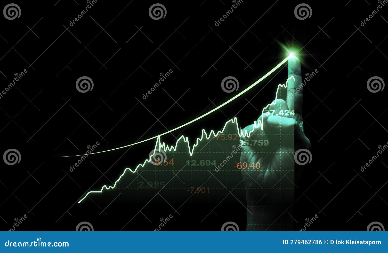 Hand Drawing Virtual Technical Graph and Chart for Analysis Stock ...