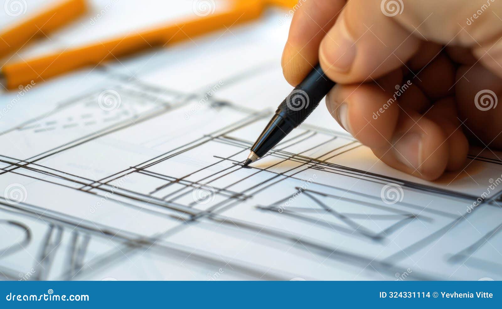 Hand Drawing Wireframe Design for Website. Generative Ai Stock ...