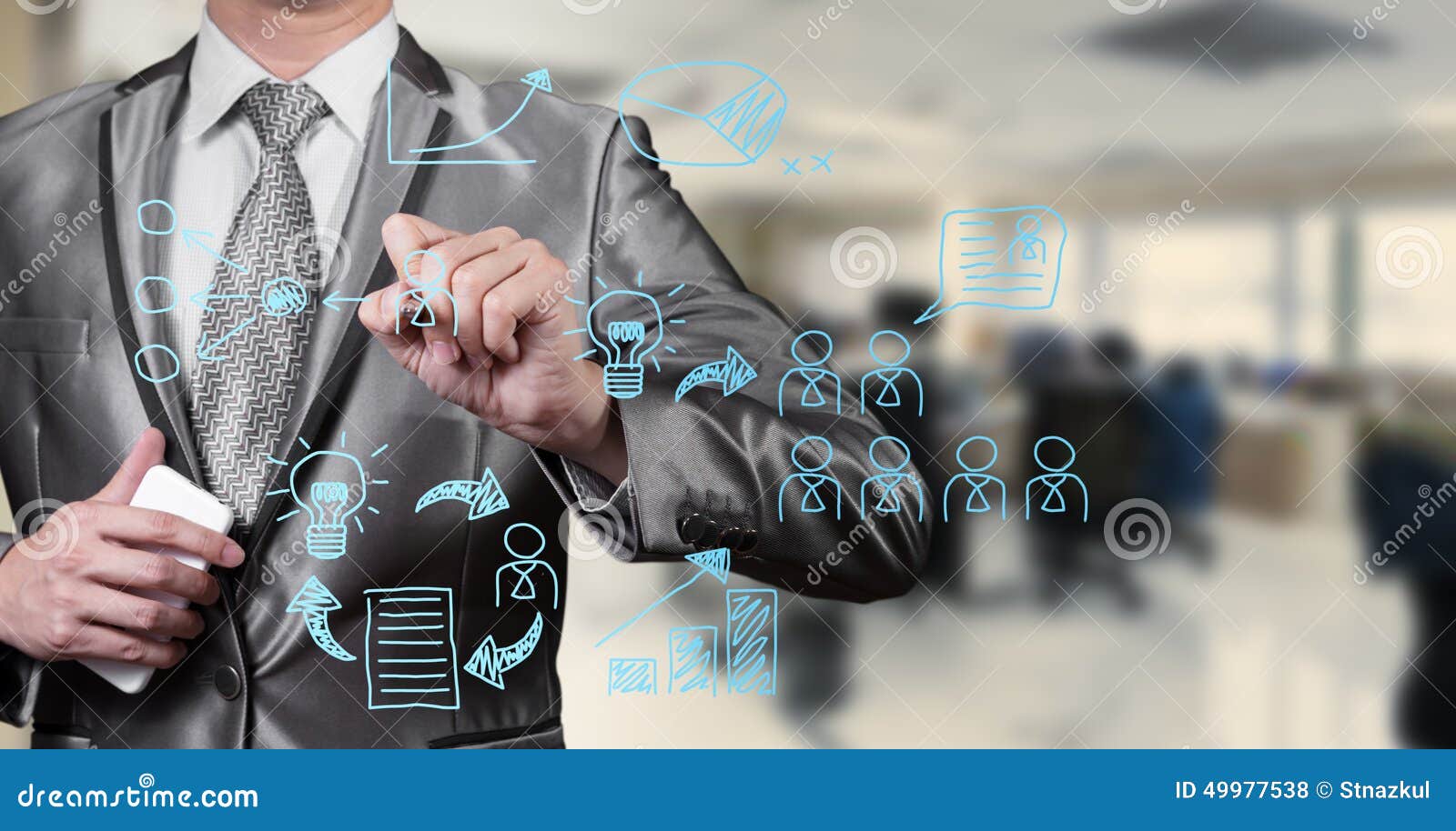 Hand Drawing Workflow Of Business Man Royalty-Free Stock Image ...