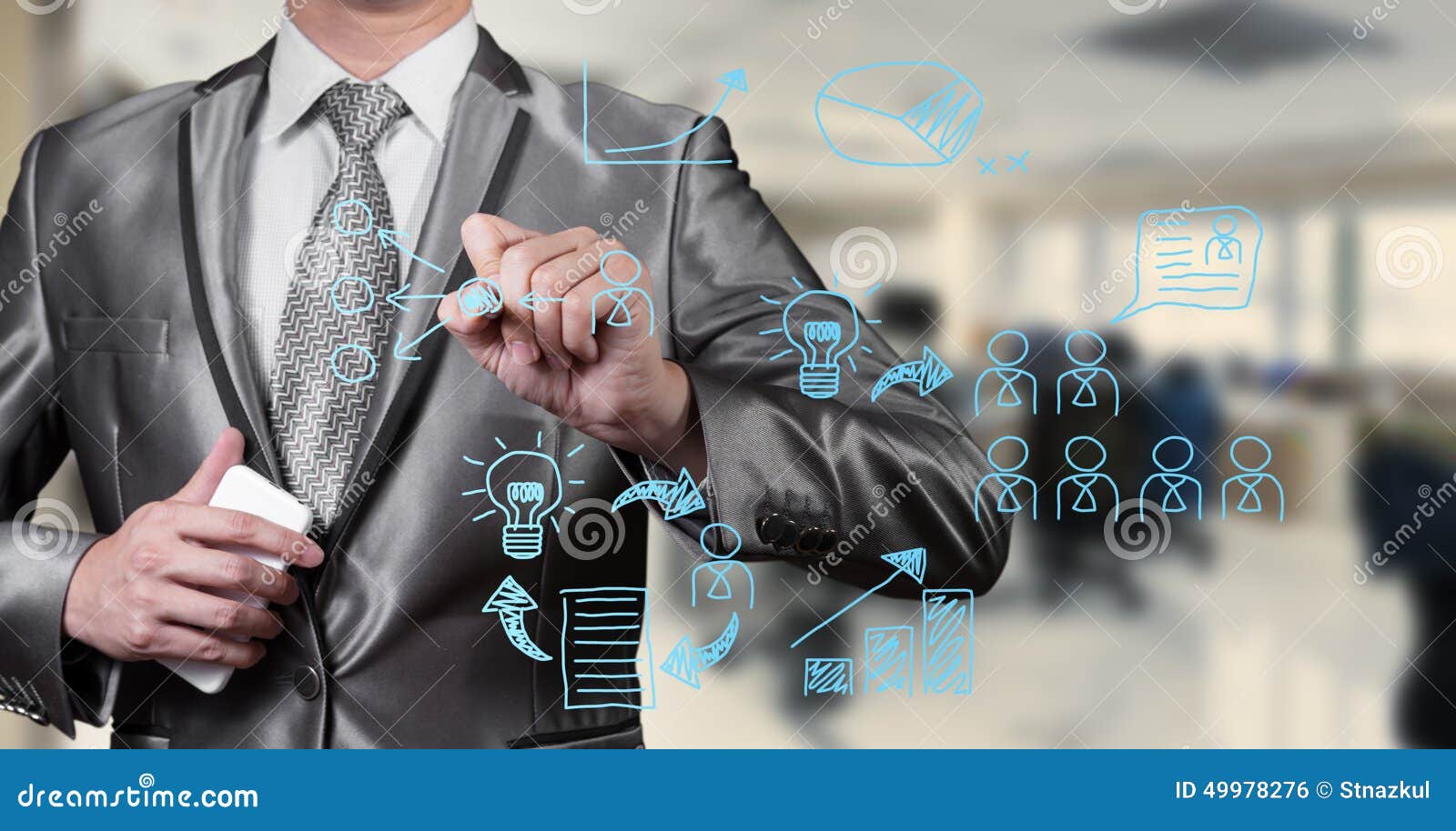 Hand Drawing Workflow of Business Man Stock Photo - Image of concept ...