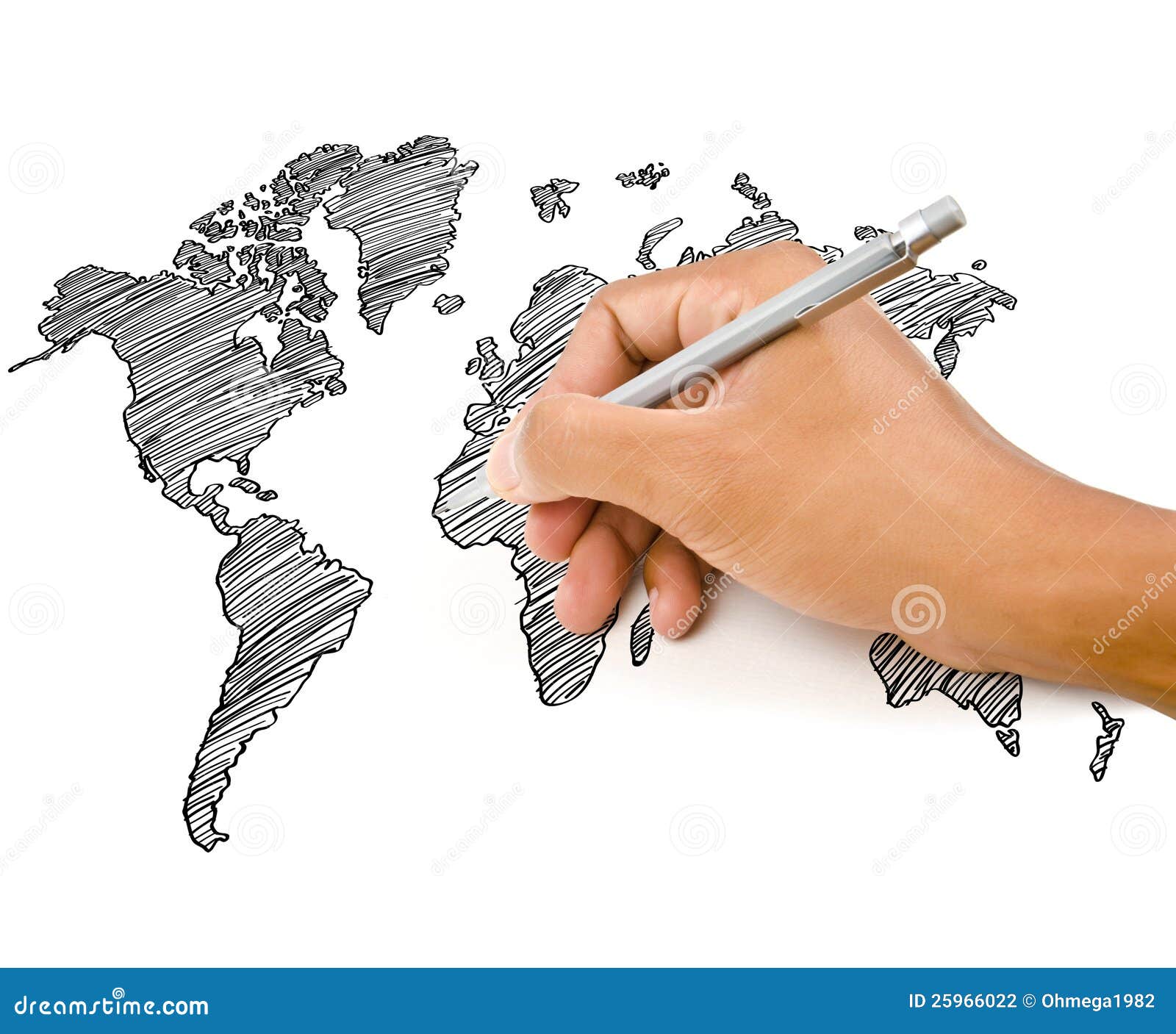 Hand Drawing World Map Globe Line Stock Illustration - Illustration of ...