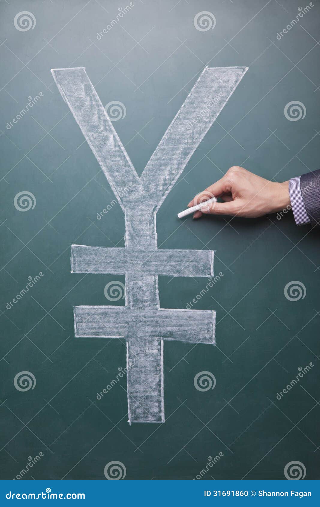 Hand Drawing Yuan Sign on Blackboard Stock Photo - Image of shot ...