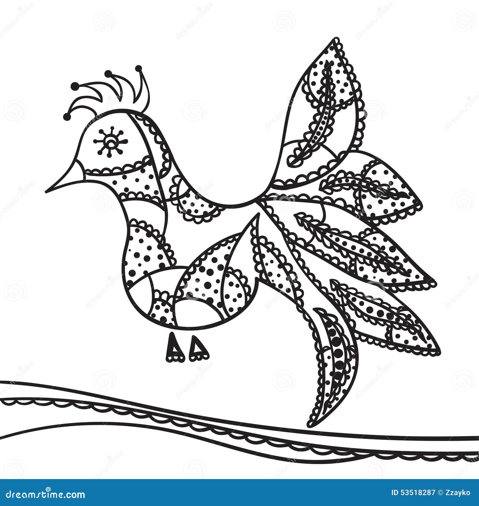 Hand Drawing Zentangle Element. Decorative, Abstract Bird Stock ...
