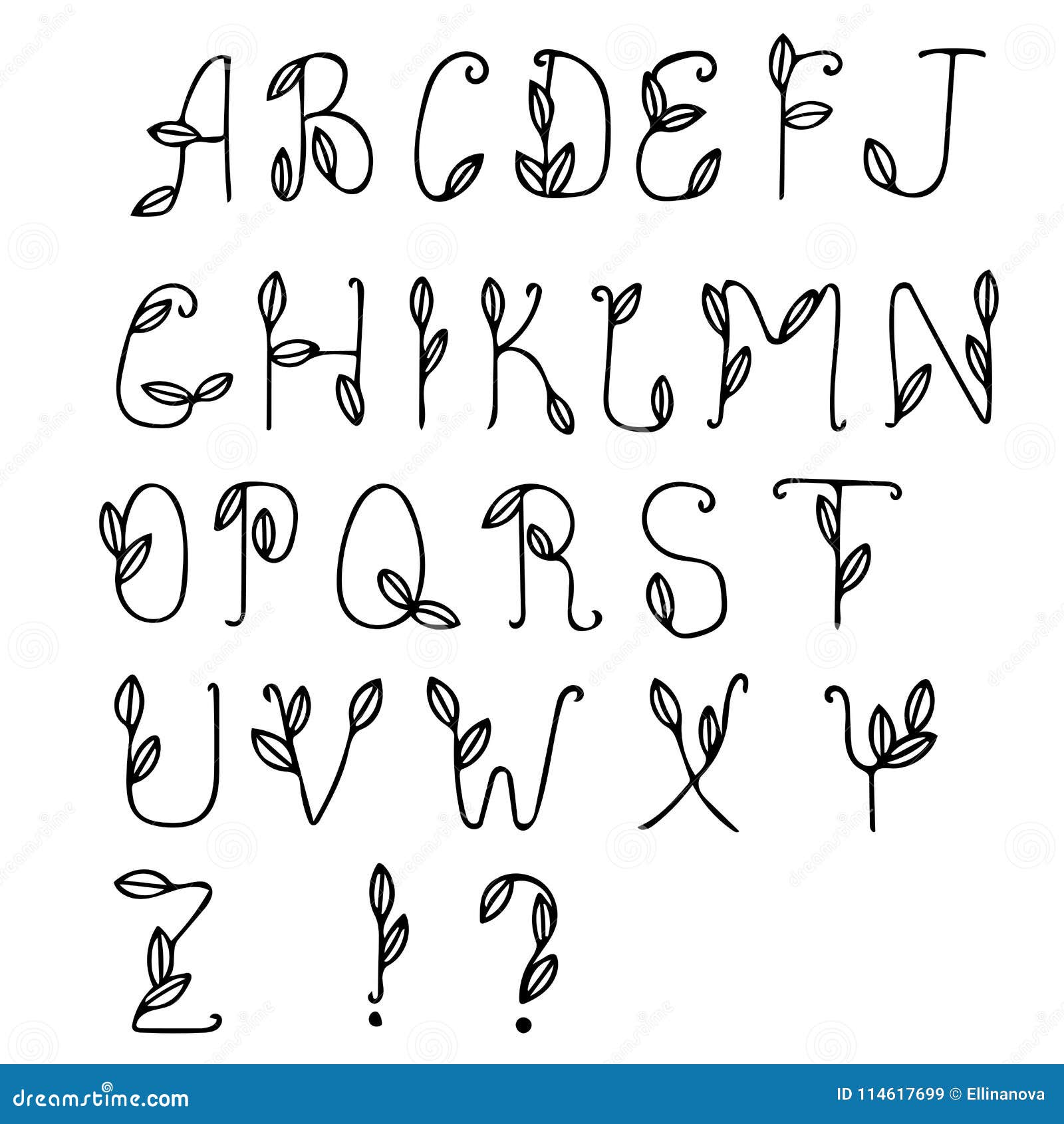 Hand Drawn ABC Letters, Isolated on White Background Stock Vector ...