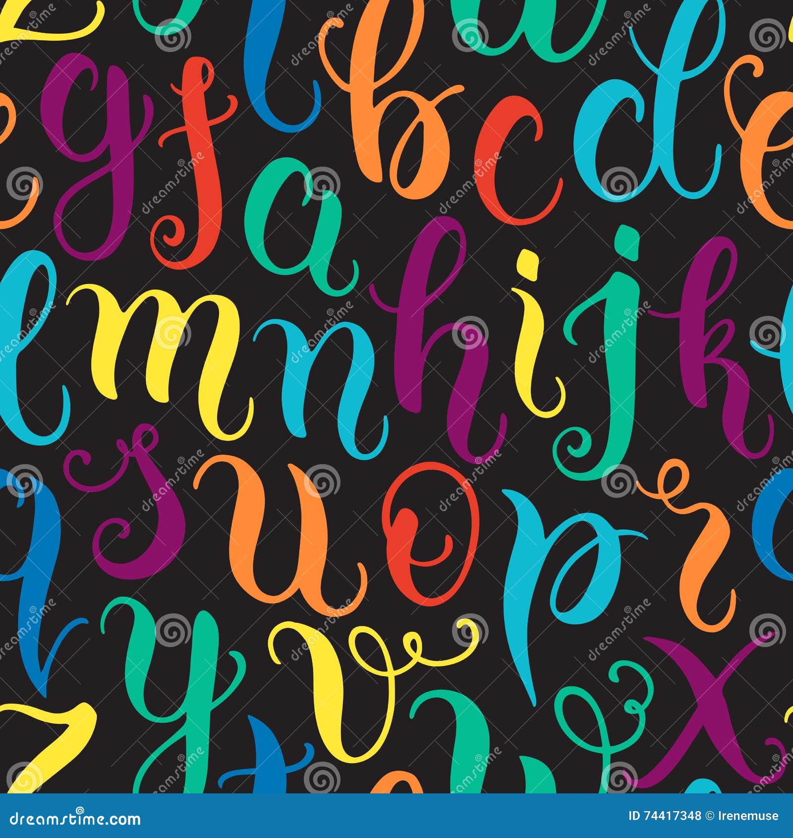 Hand Drawn Abc Letters Seamless Pattern Stock Vector - Illustration of ...