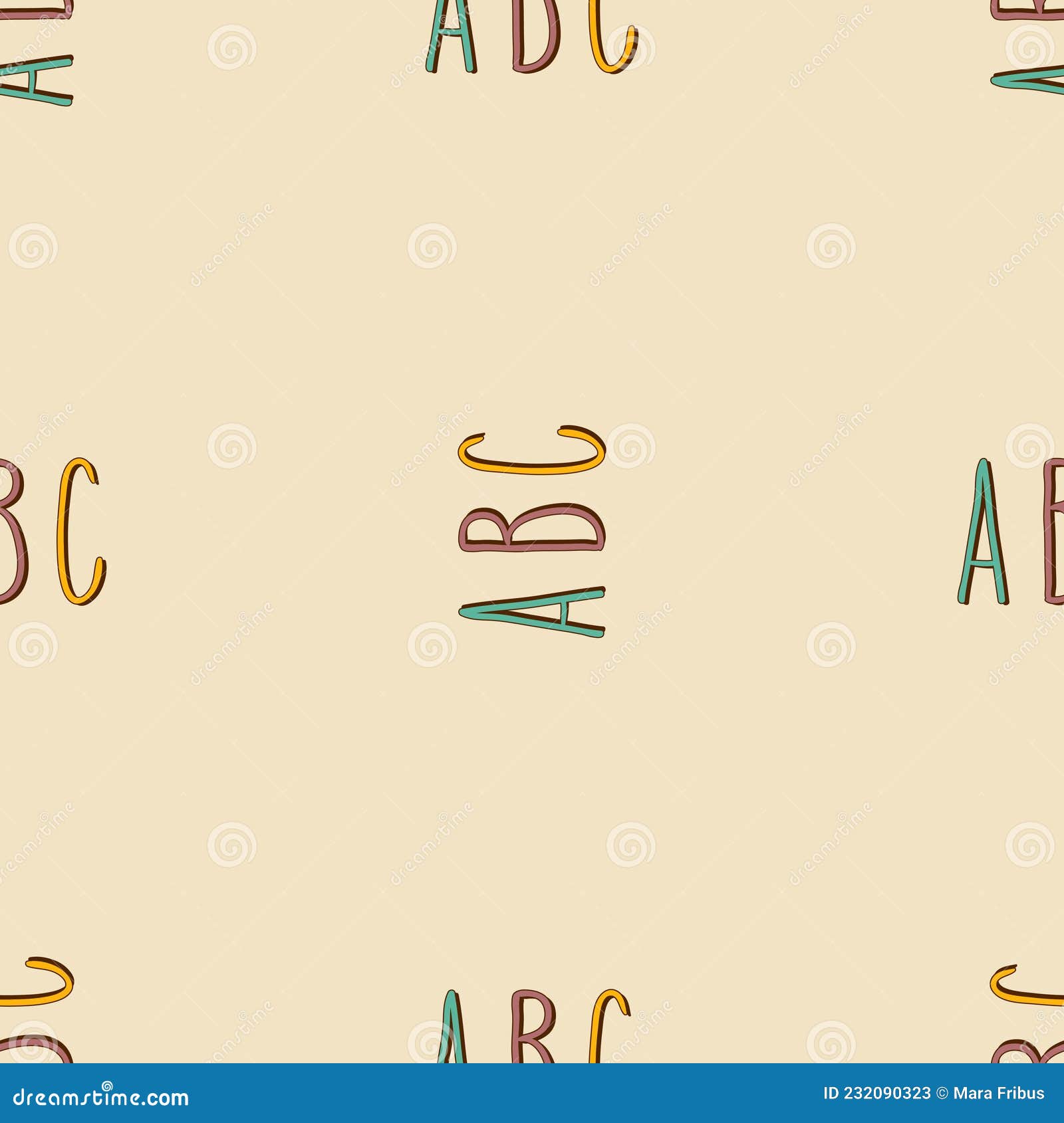 Hand Drawn Abc Seamless Pattern Background Stock Vector - Illustration ...