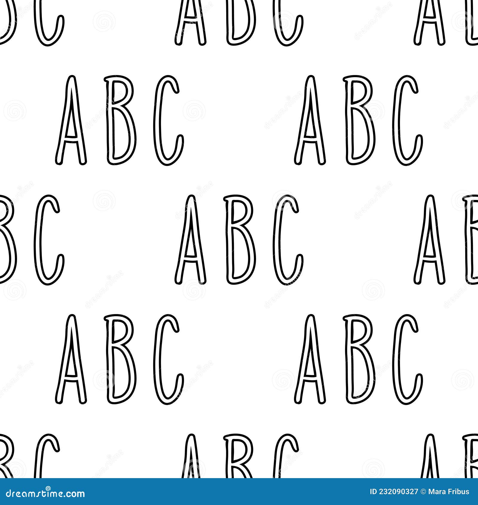 Hand Drawn Abc Seamless Pattern Background Stock Vector - Illustration ...