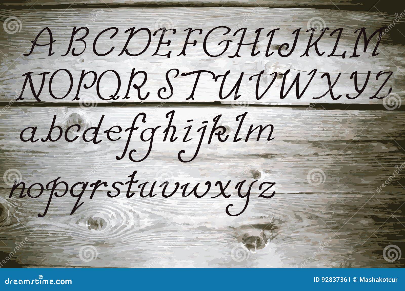 Hand drawn ABC on a wooden stock vector. Illustration of creative ...