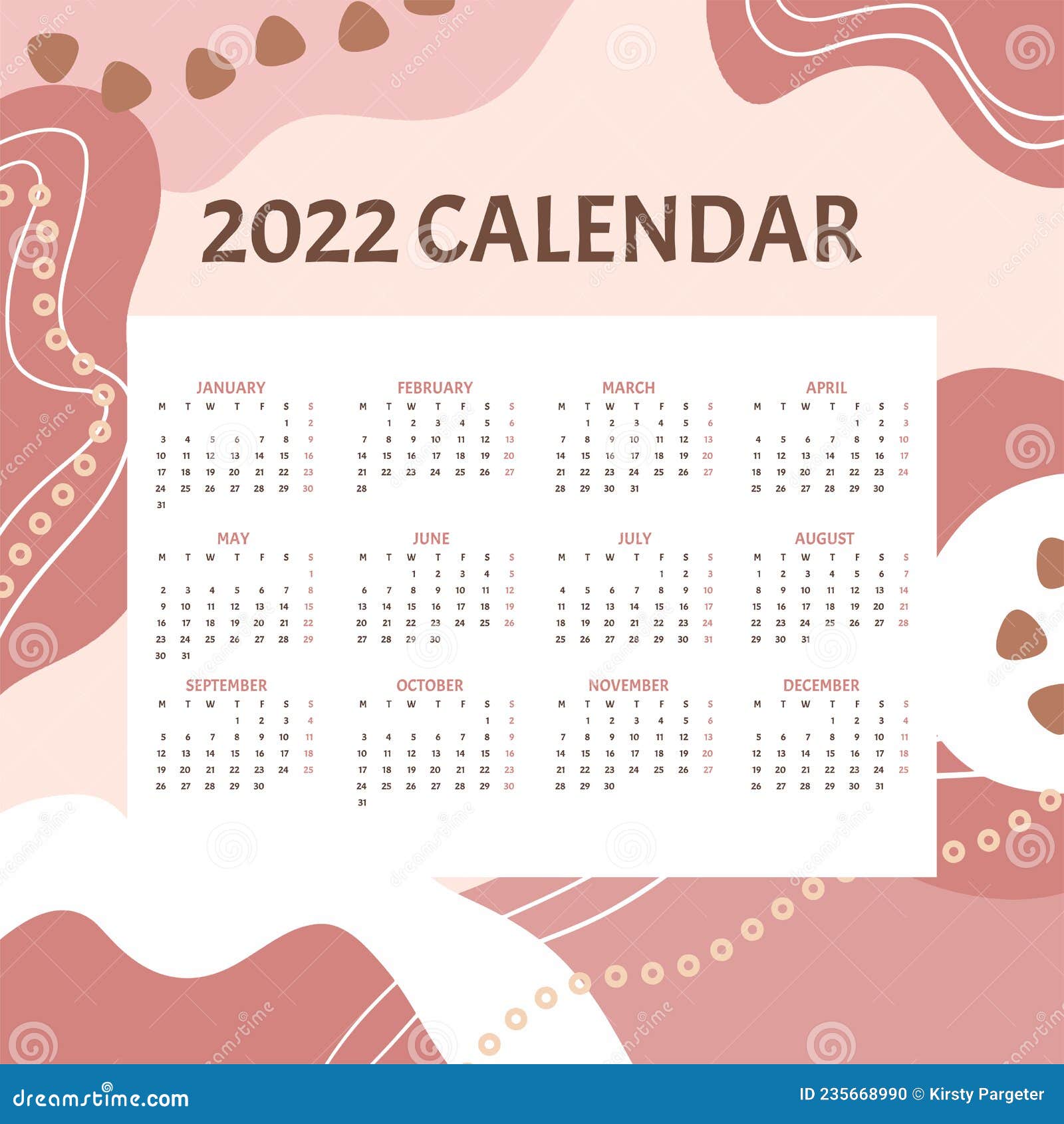 Hand Drawn Abstract Calendar Stock Vector - Illustration of type, year ...