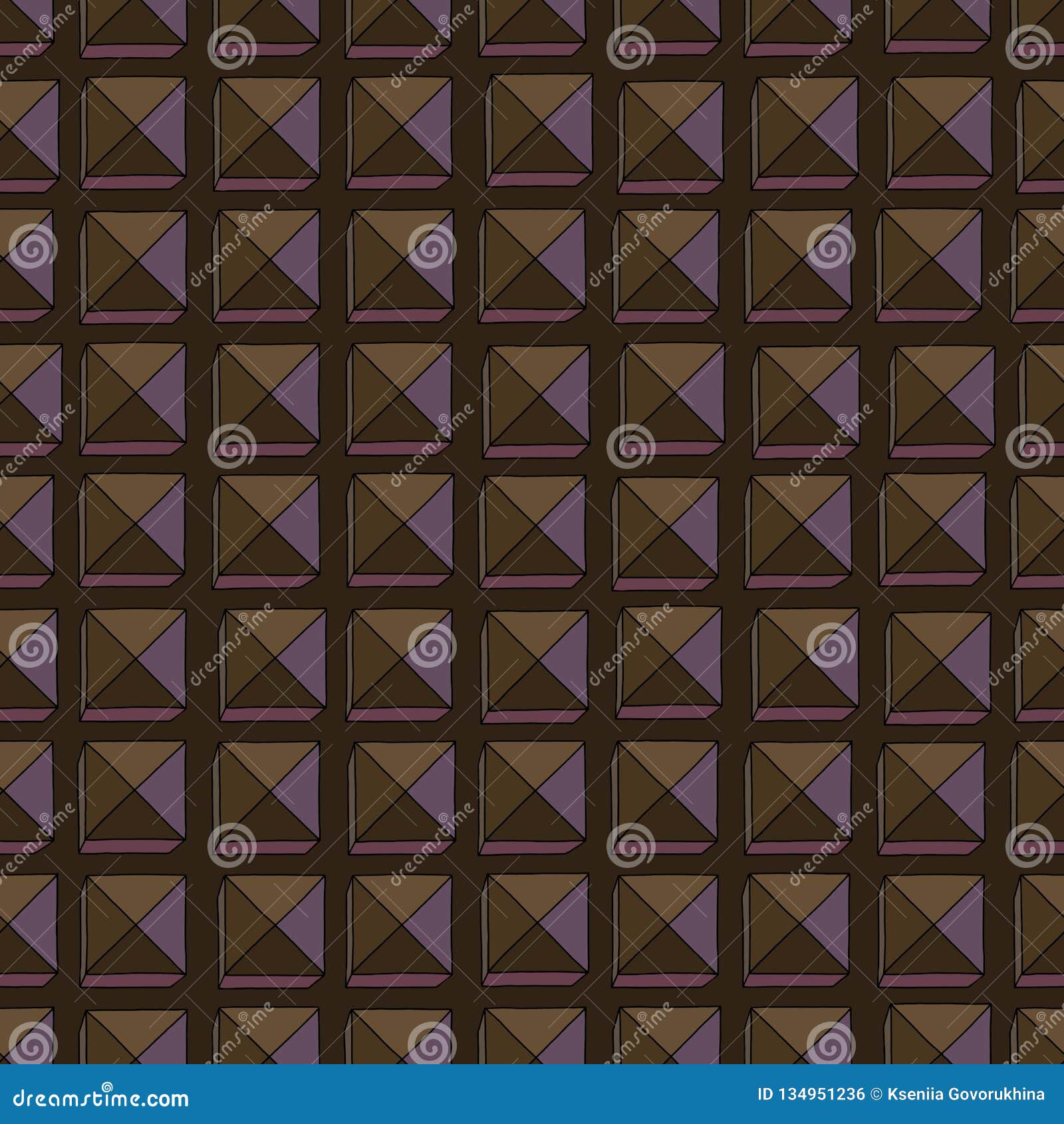 Hand Drawn Abstract Chocolate Vector Seamless Pattern. Stylized Squares ...