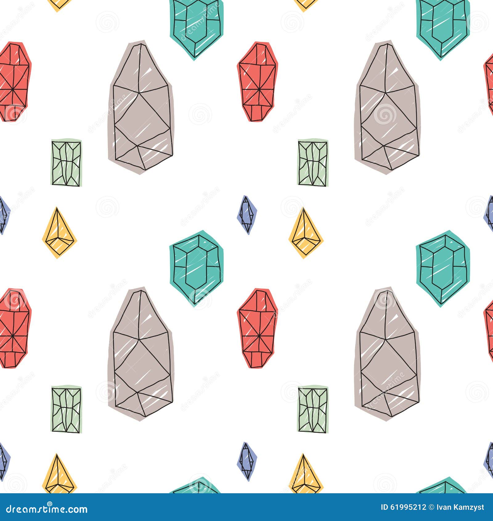 Hand Drawn Abstract Diamond Seamless Pattern Stock Vector ...