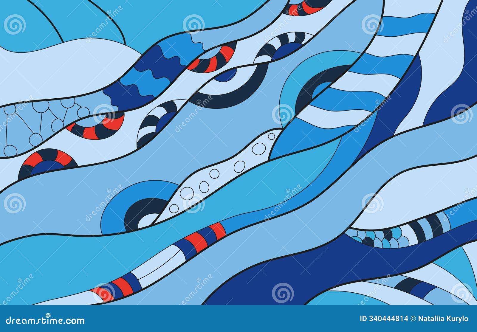 Hand Drawn of Abstract Doodle Background, in Cold Colors. Stock ...