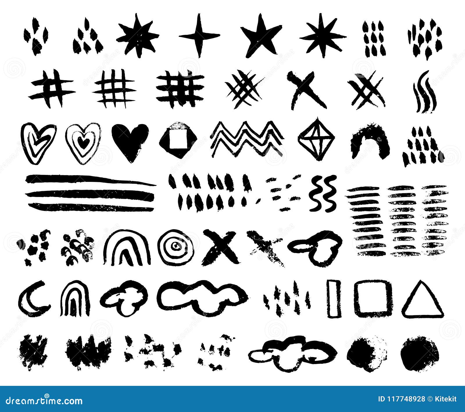 Hand Drawn Abstract Elements. Hand Sketched Design Ink Shapes is Stock ...