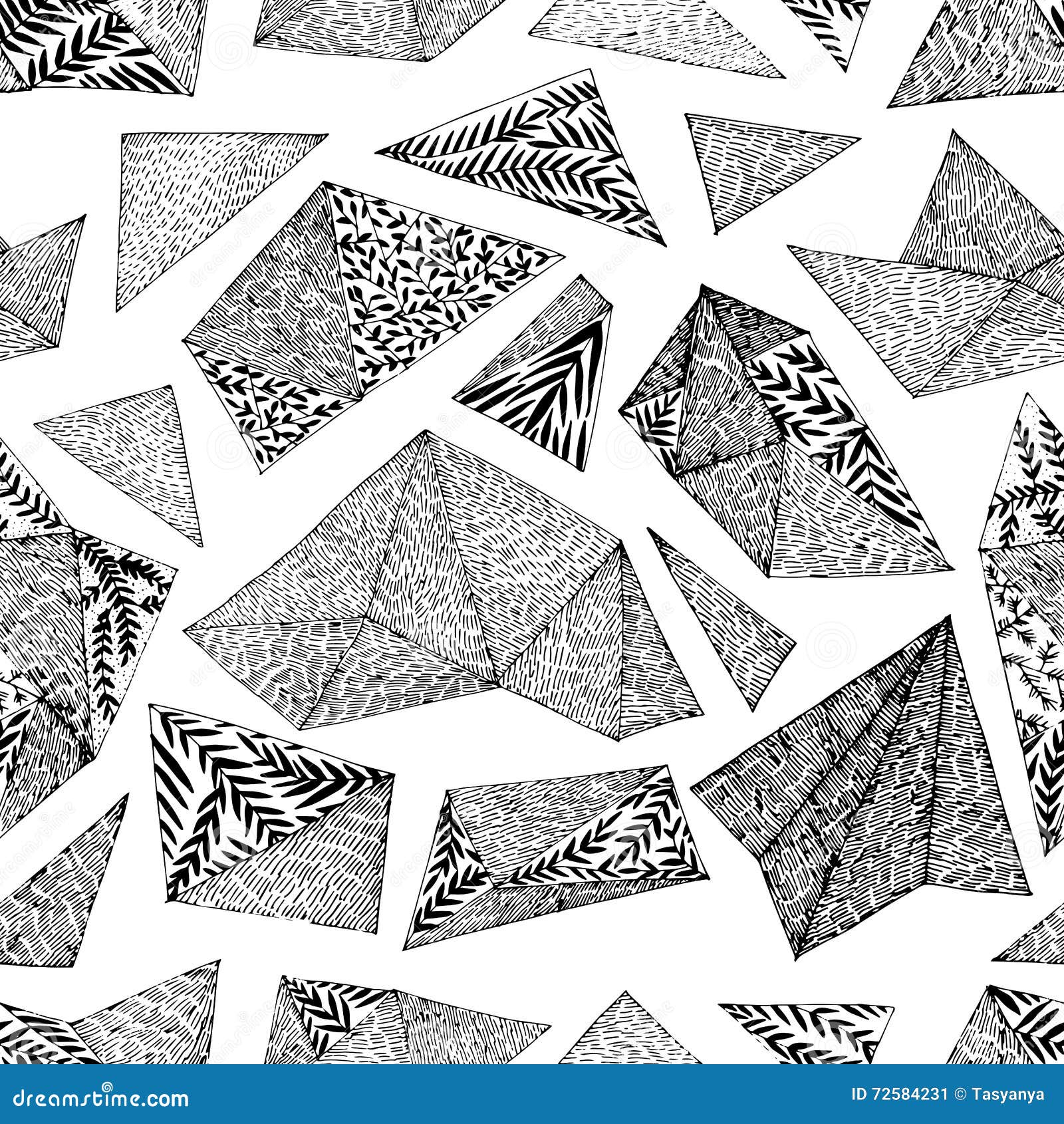 Hand Drawn Abstract Geometrical Floral Pattern. Stock Illustration ...
