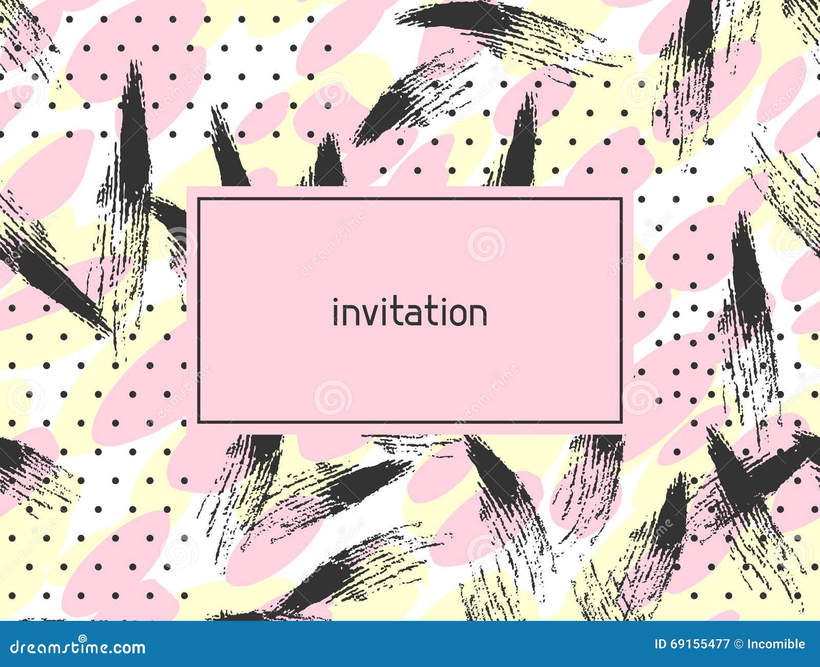 Hand Drawn Abstract Grunge Invitation Card. Background Painted with Ink ...