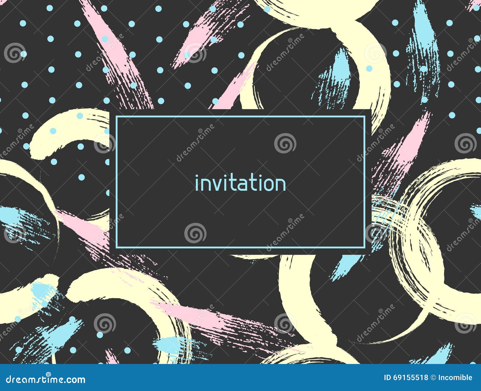 Hand Drawn Abstract Grunge Invitation Card. Background Painted with Ink ...