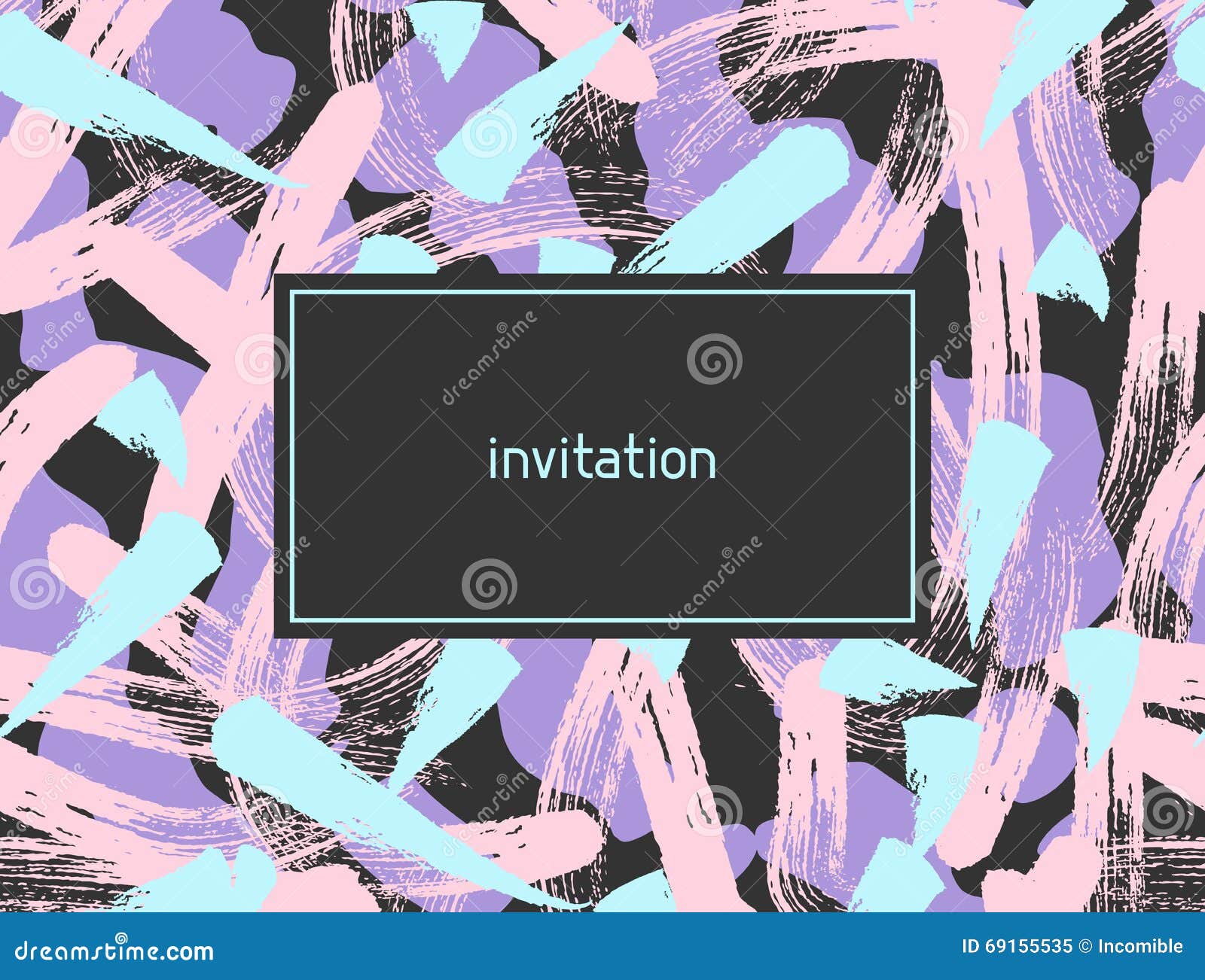 Hand Drawn Abstract Grunge Invitation Card. Background Painted with Ink ...