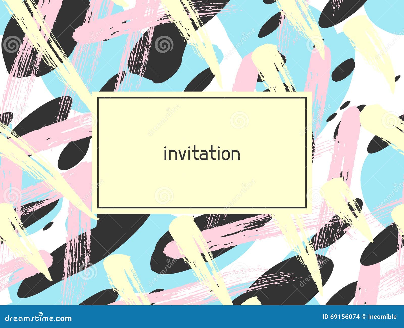Hand Drawn Abstract Grunge Invitation Card. Background Painted with Ink ...