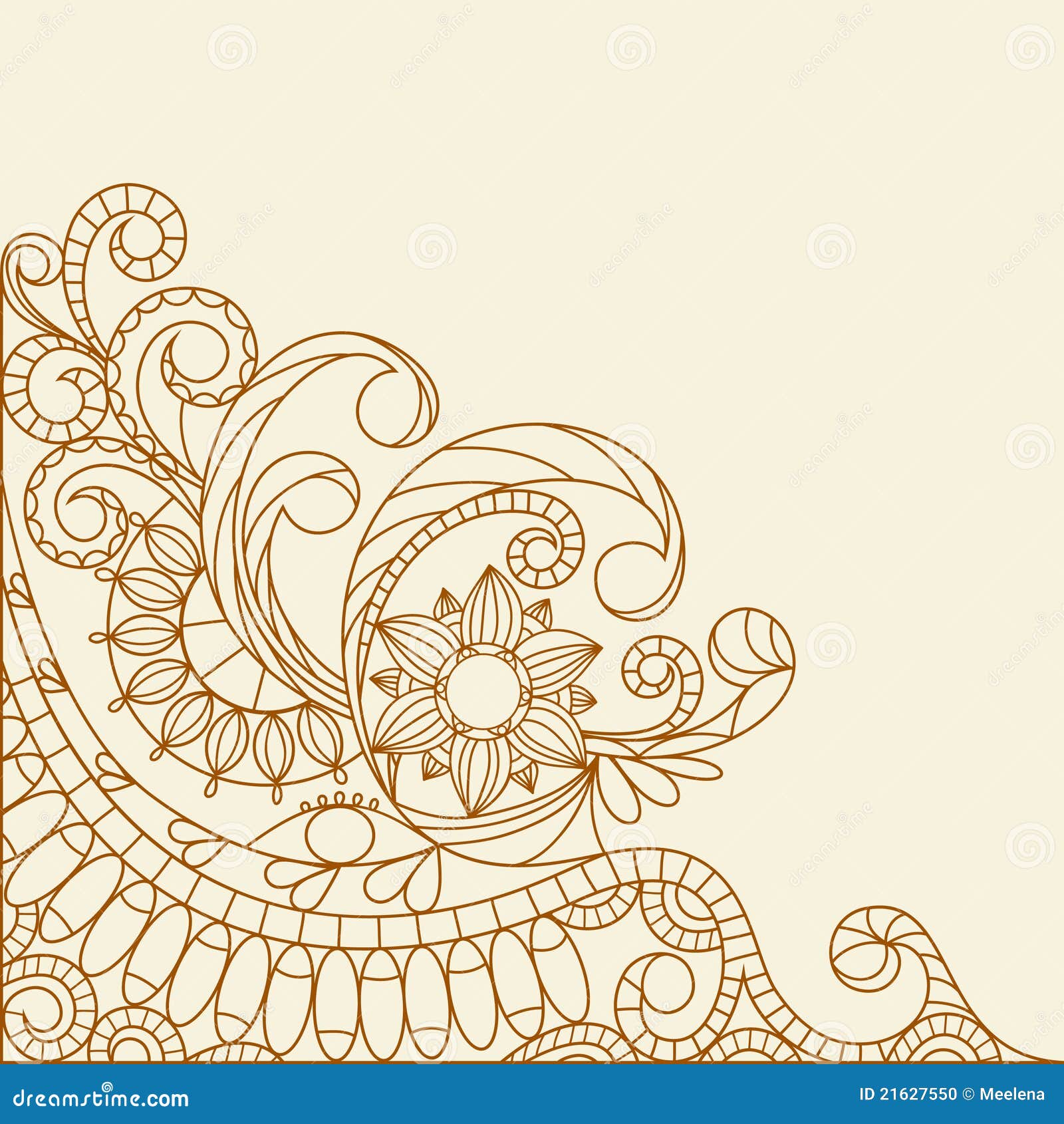 Hand-Drawn Abstract Henna Mehndi Stock Vector - Illustration of flowers ...