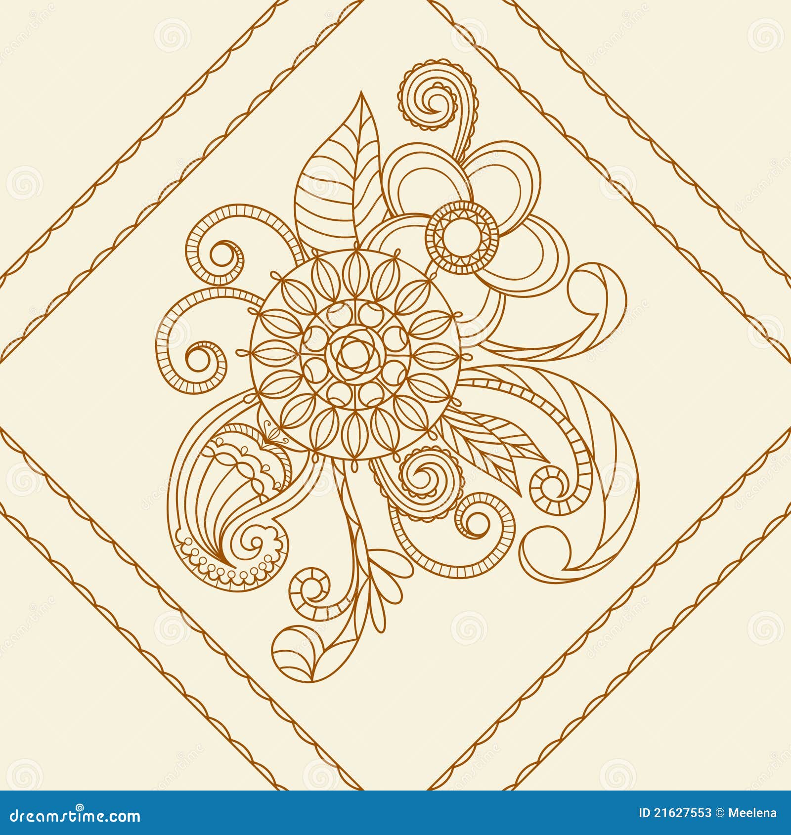 Hand-Drawn Abstract Henna Mehndi Stock Vector - Illustration of swirl ...