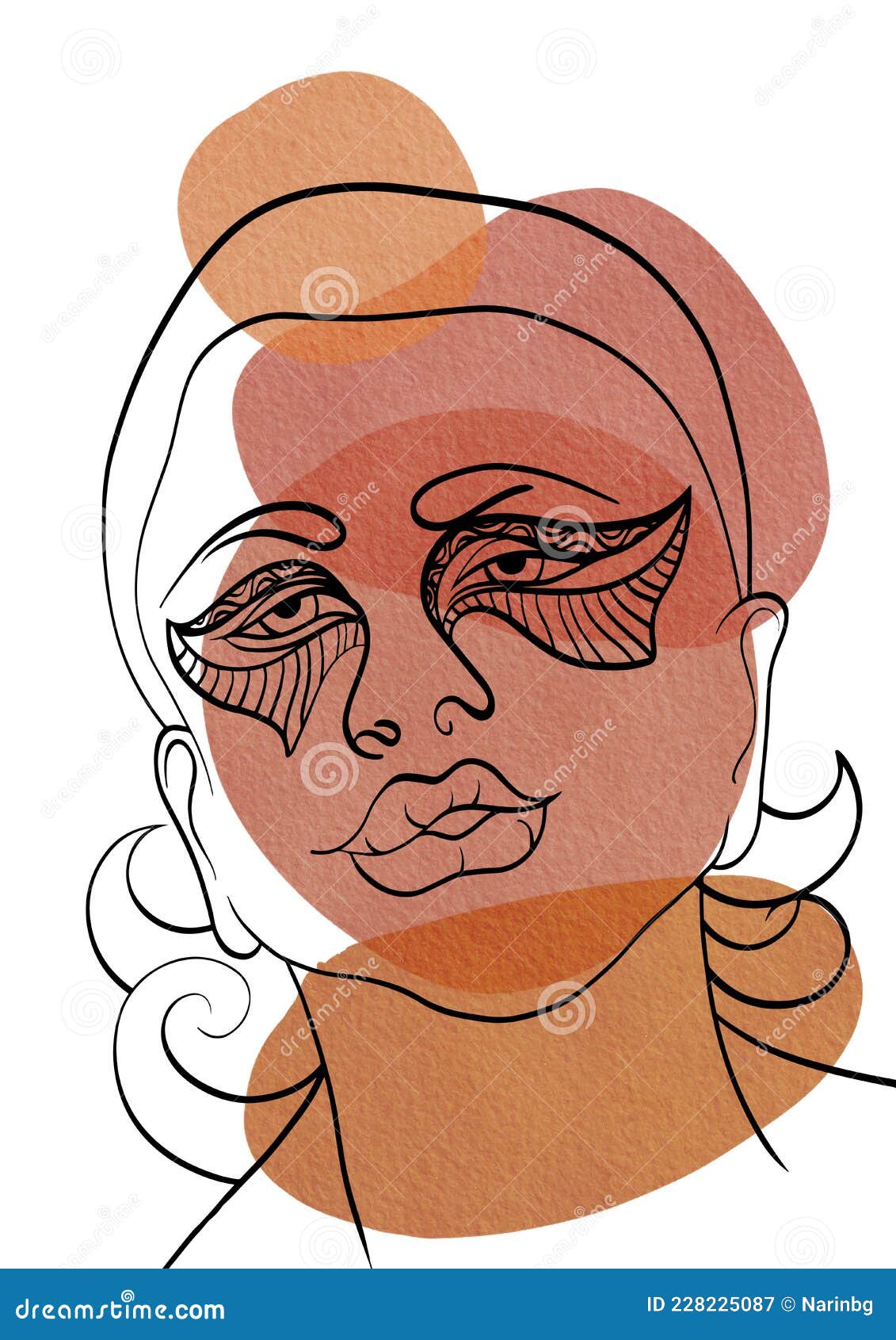 Hand Drawn Abstract Human Face Watercolor Illustration Stock Vector ...