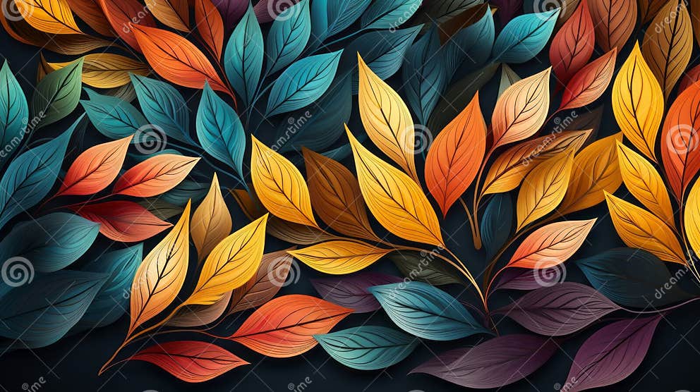 Hand Drawn Abstract Leaf Pattern. Generative AI. Stock Illustration ...