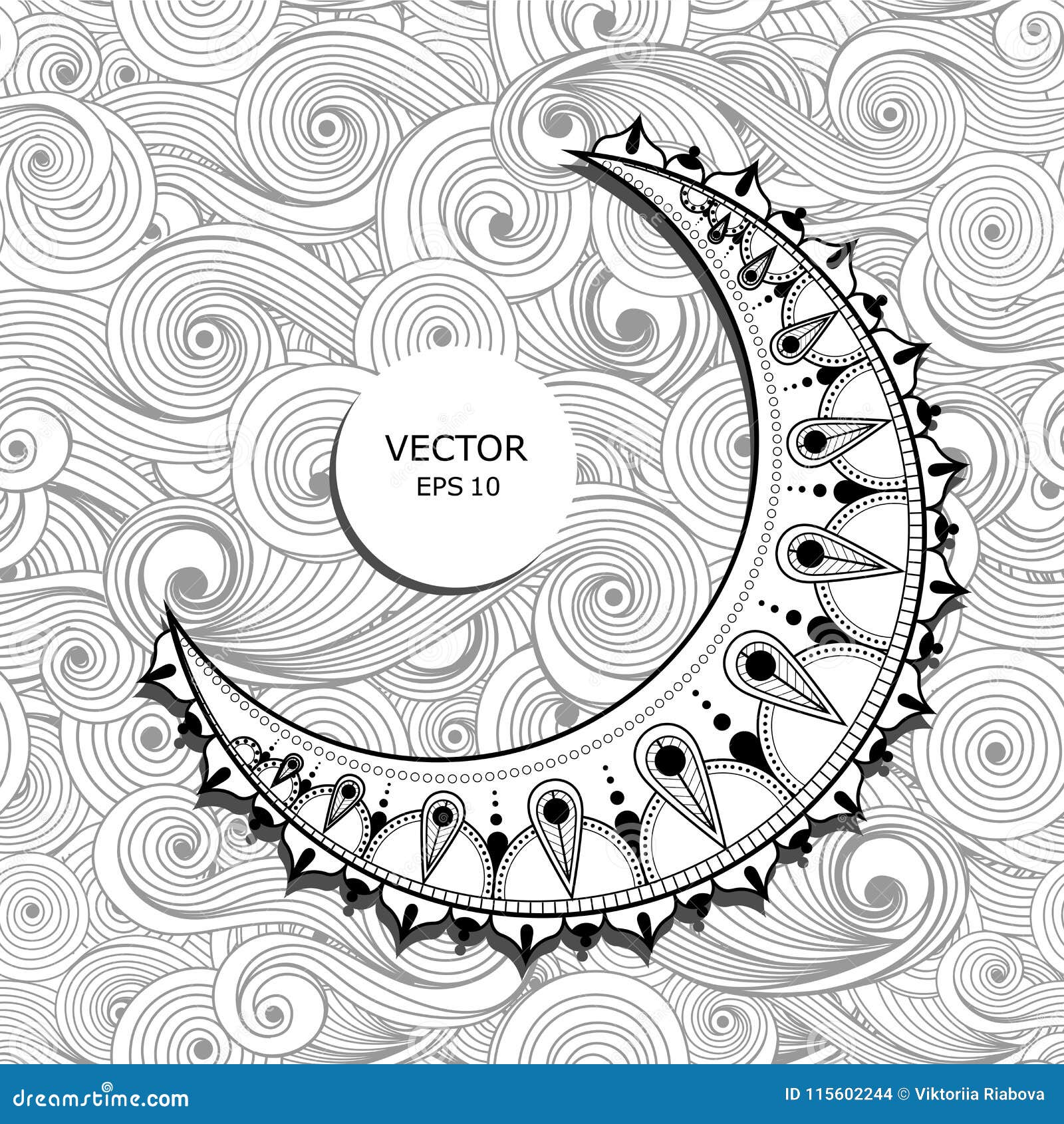 Hand Drawn Abstract Moon on Abstract Seamless Pattern. Background of ...