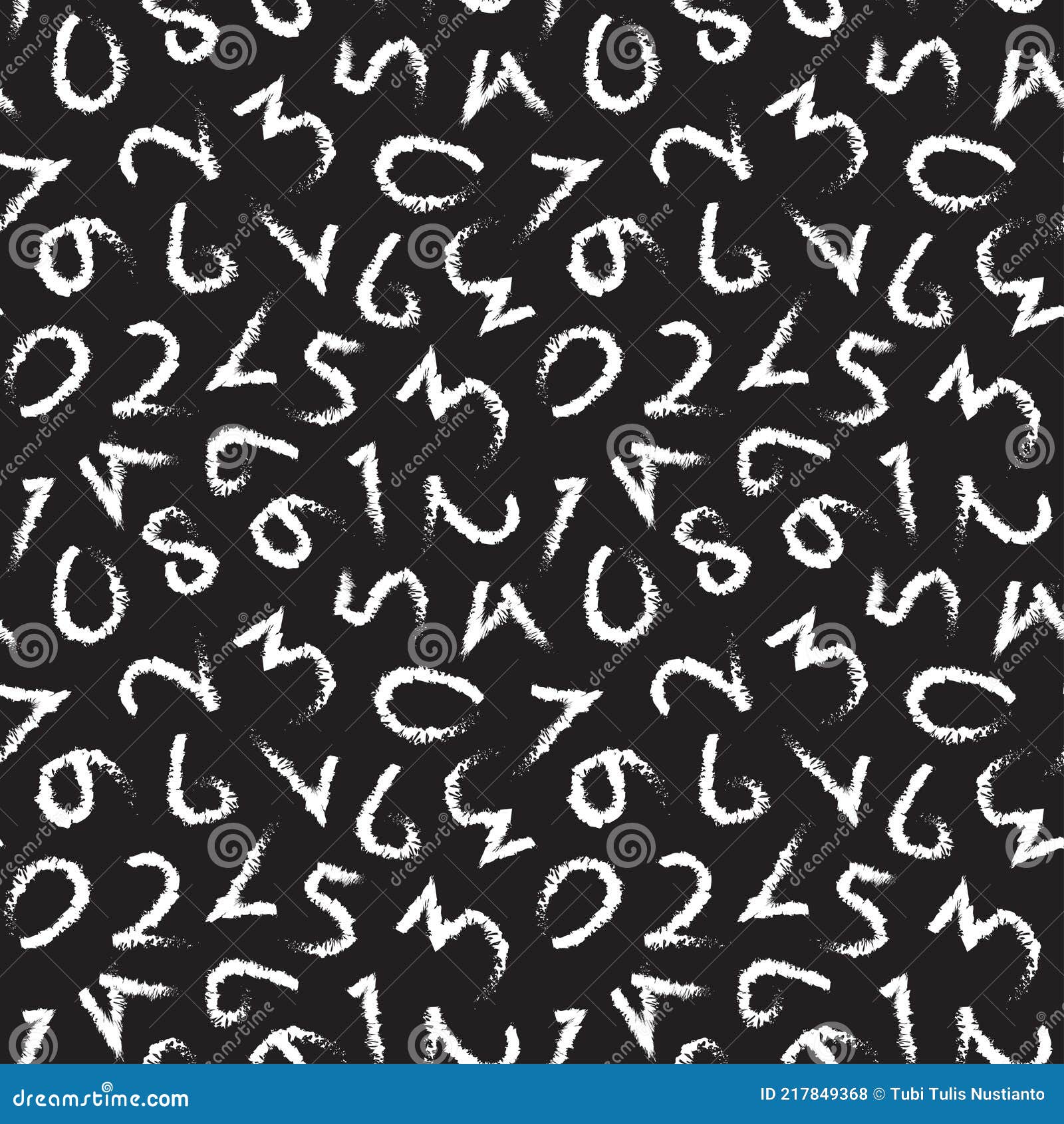 Hand Drawn Abstract Numeric Seamless Pattern, Print for Fabric or ...