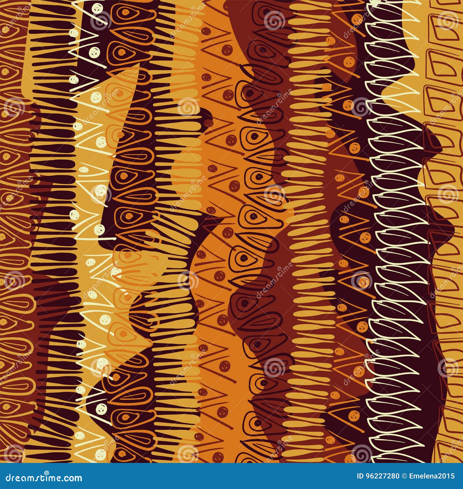 Hand-drawn Abstract Pattern in African Style. Stock Illustration ...