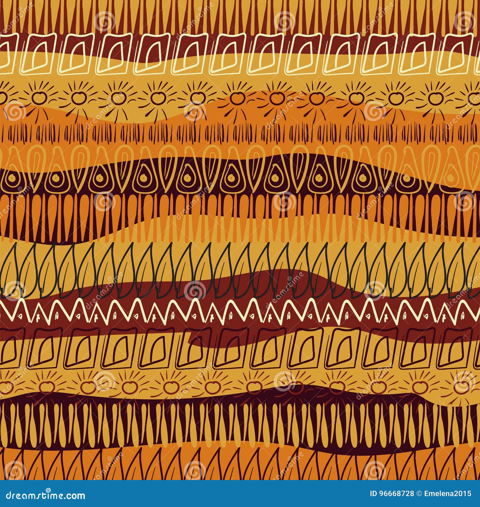 Hand-drawn Abstract Pattern in African Style. Stock Illustration ...