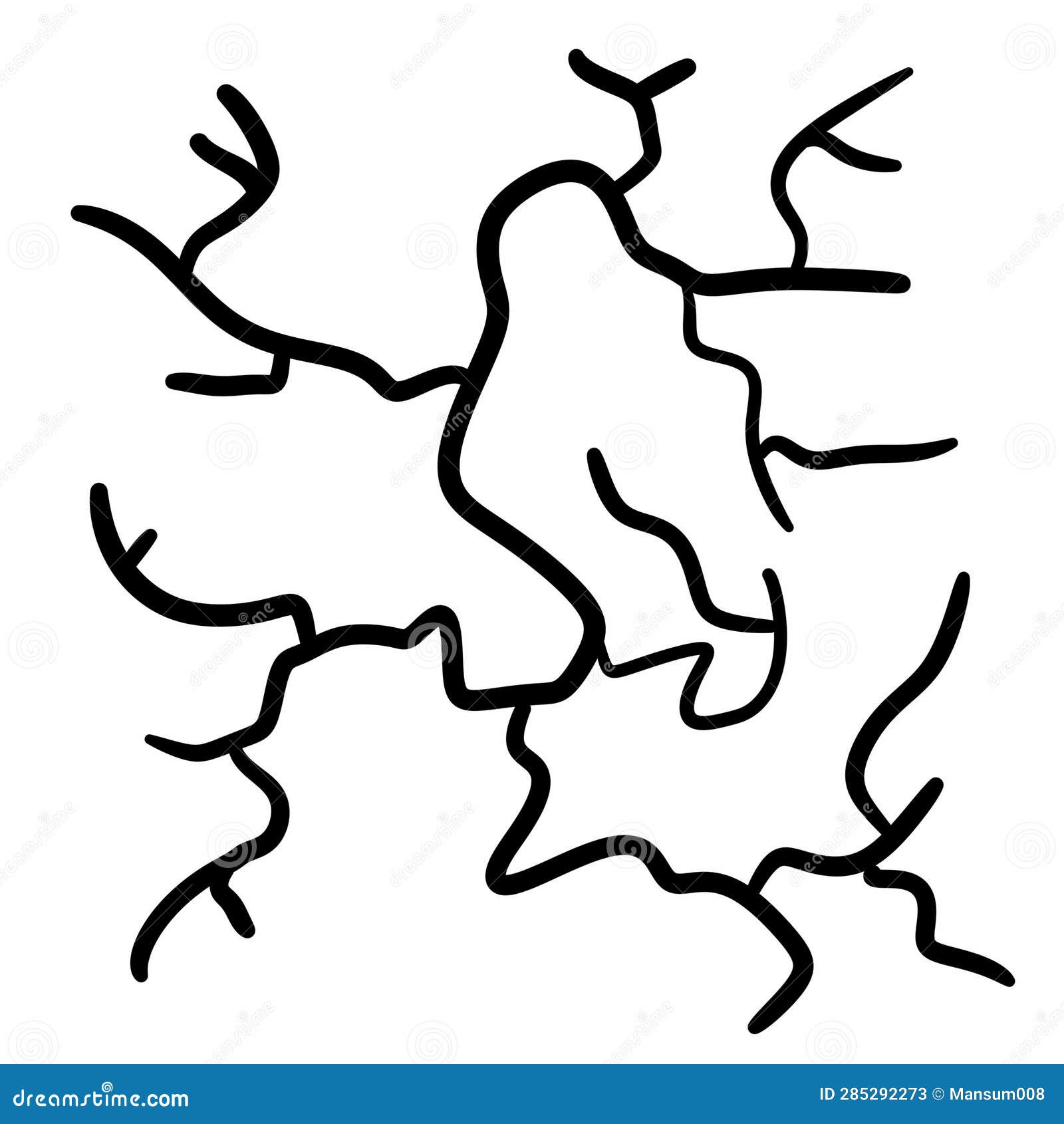 Hand Drawn Abstract Pattern, Black and White of Cracked or Broken Line ...