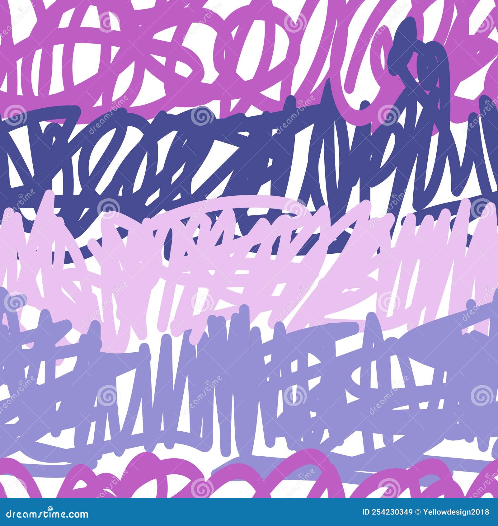 Hand Drawn Abstract Scribble Lines Seamless Pattern. Wavy Brush Stroke ...