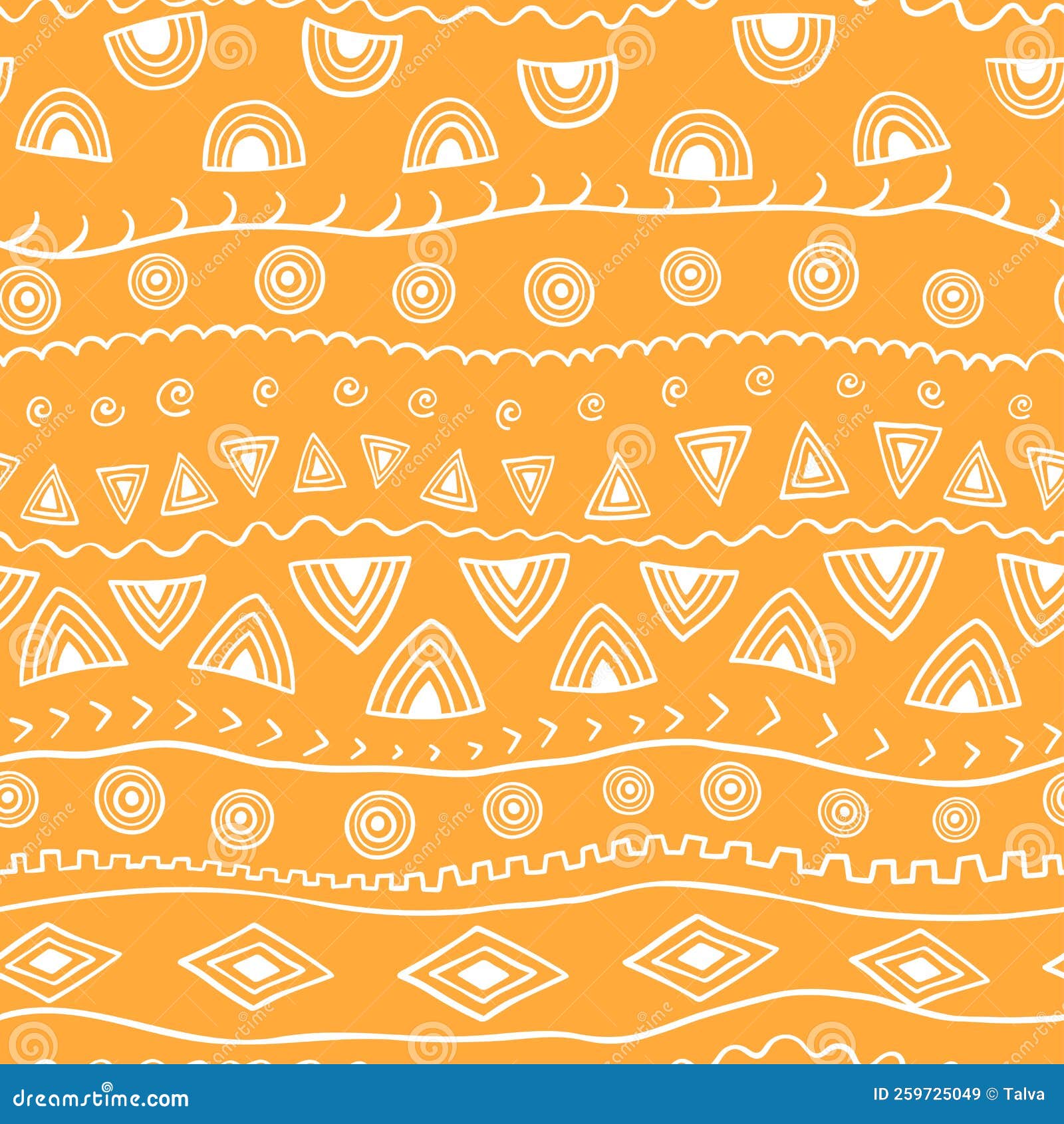 Hand Drawn Abstract Seamless Pattern, Ethnic Background, African Style ...