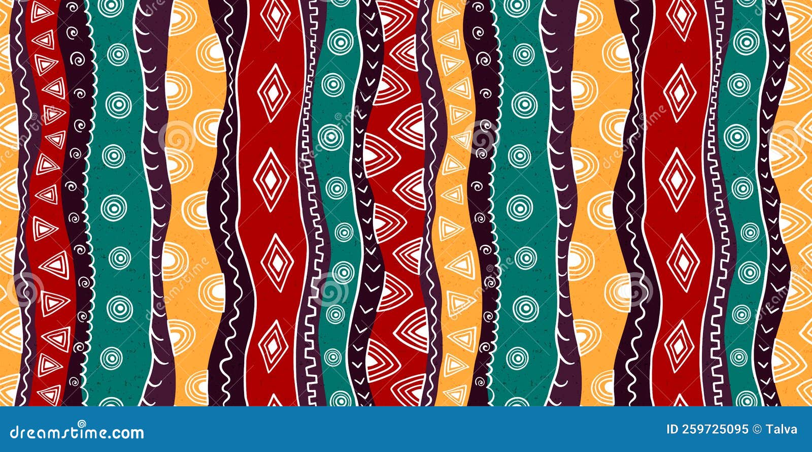 Hand Drawn Abstract Seamless Pattern, Ethnic Background, African Style ...