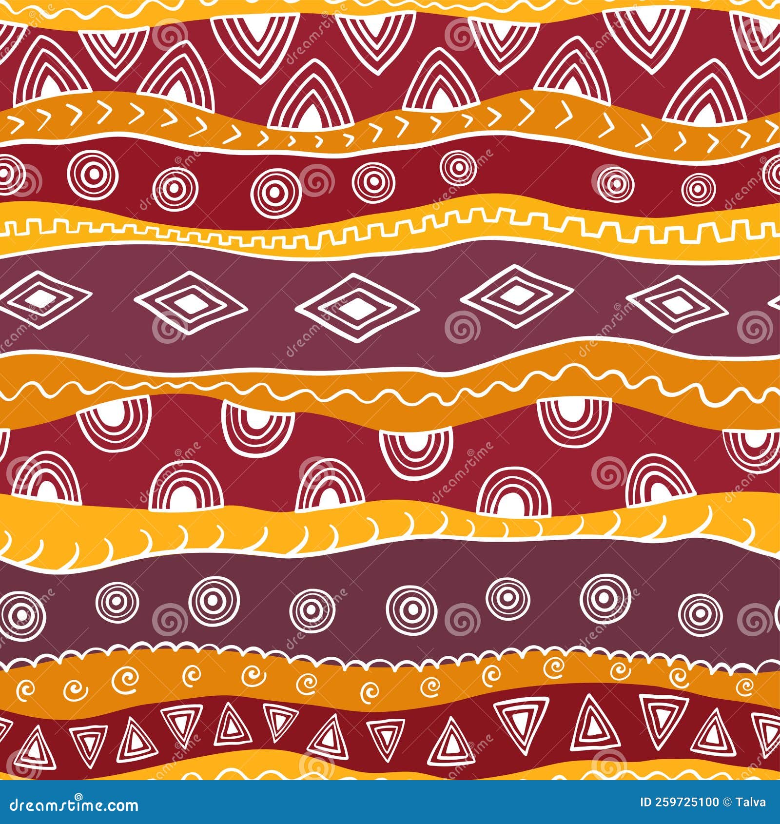 Hand Drawn Abstract Seamless Pattern, Ethnic Background, African Style ...