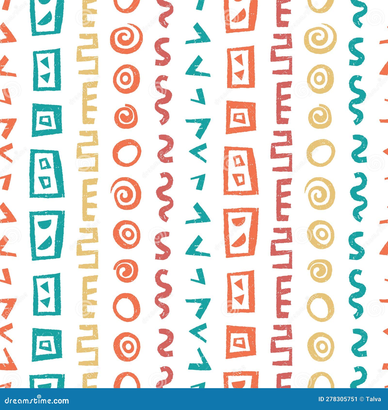 Hand Drawn Abstract Seamless Pattern, Ethnic Background, African Style ...