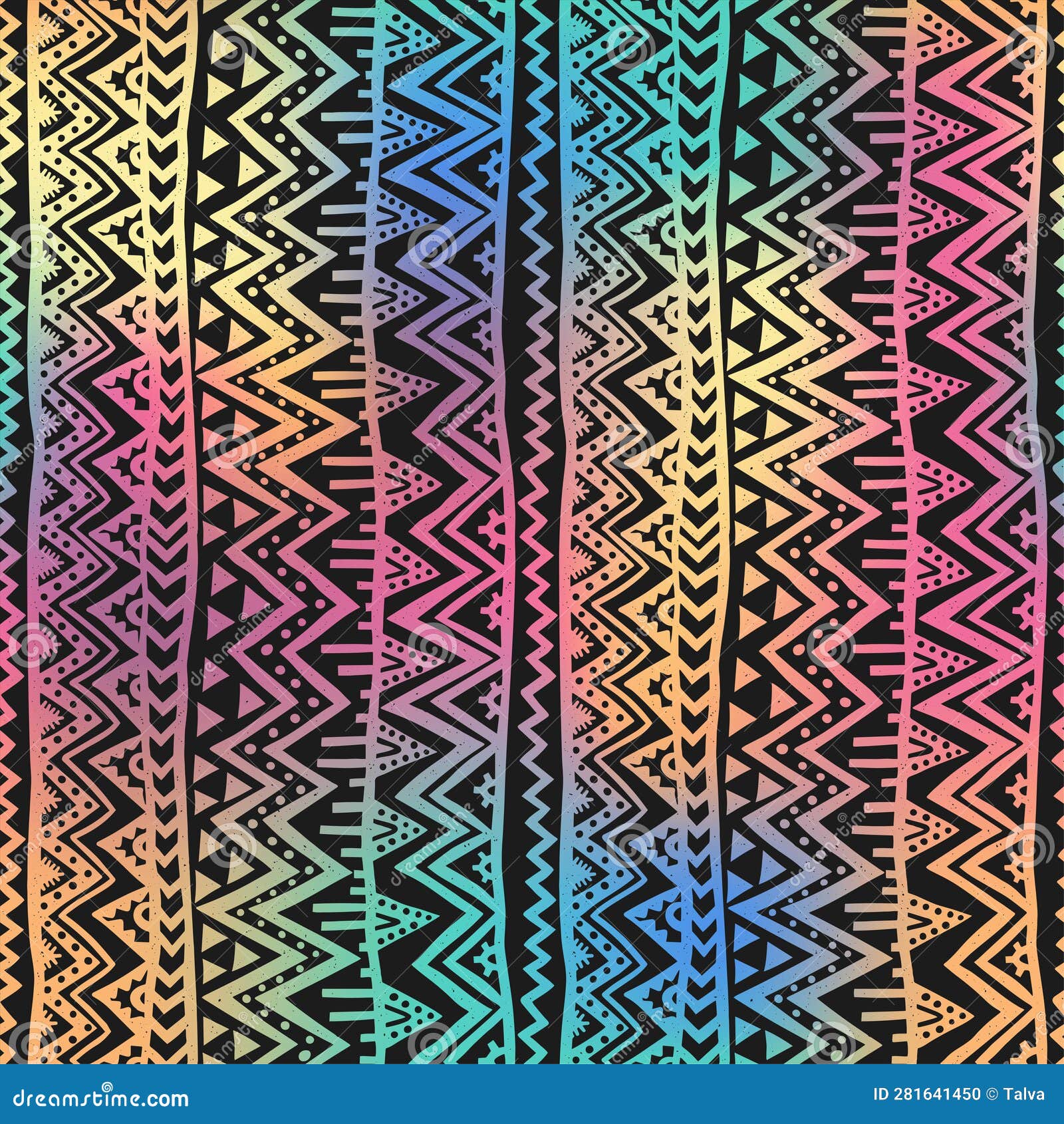 Hand Drawn Abstract Seamless Pattern, Ethnic Background, African Style ...