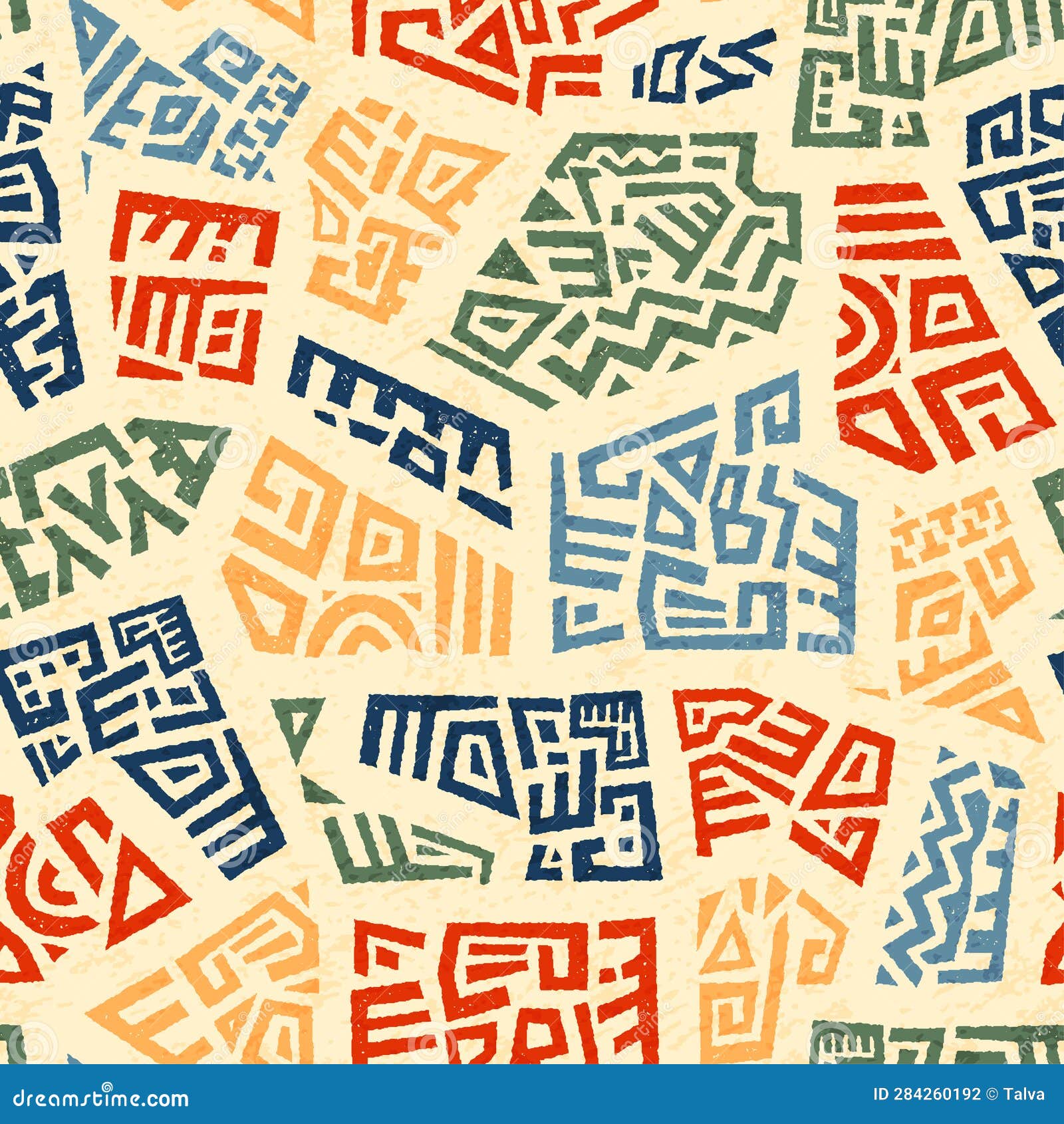 Hand Drawn Abstract Seamless Pattern, Ethnic Background, African Style ...