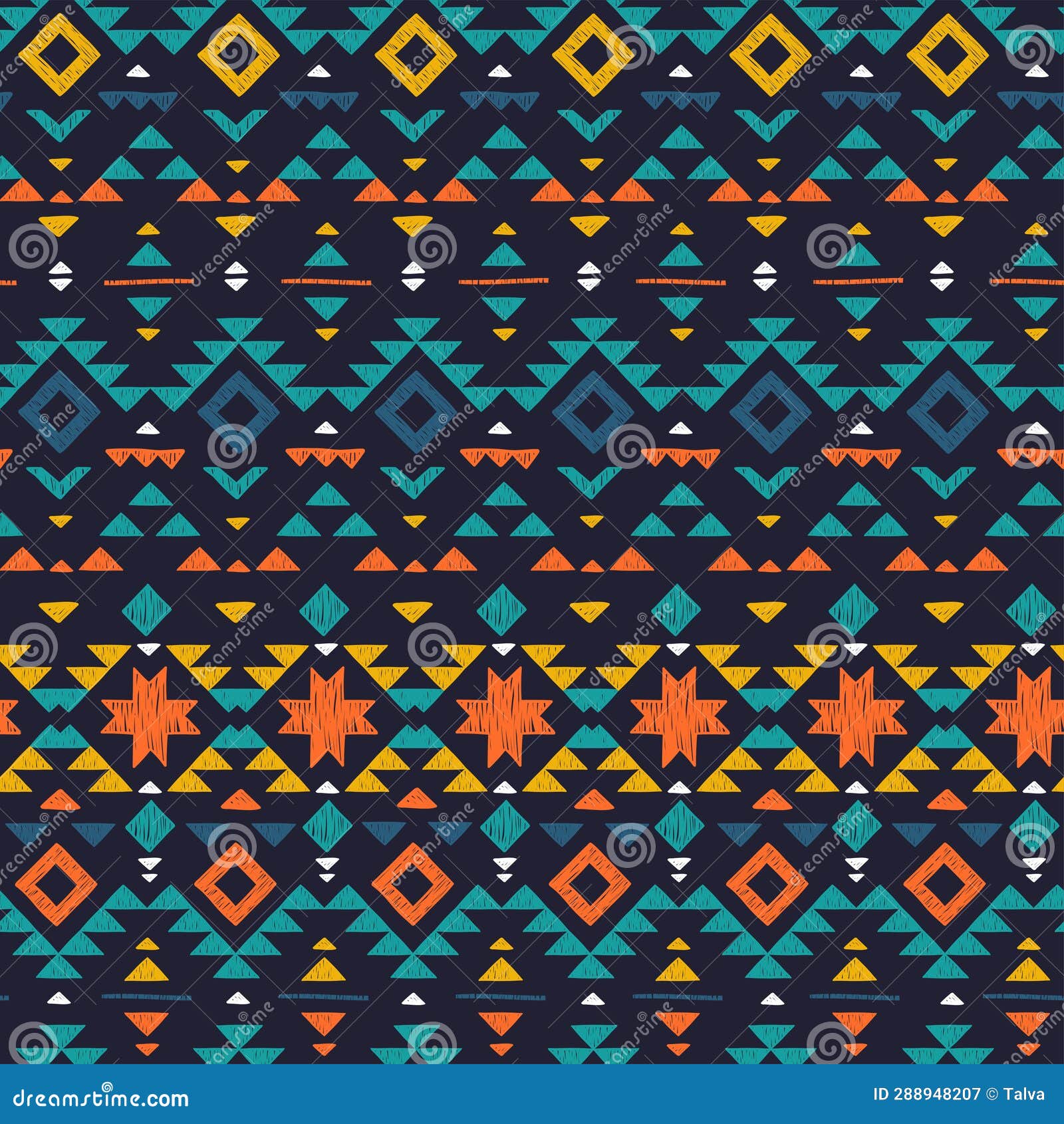 Hand Drawn Abstract Seamless Pattern, Ethnic Background, Simple Style ...