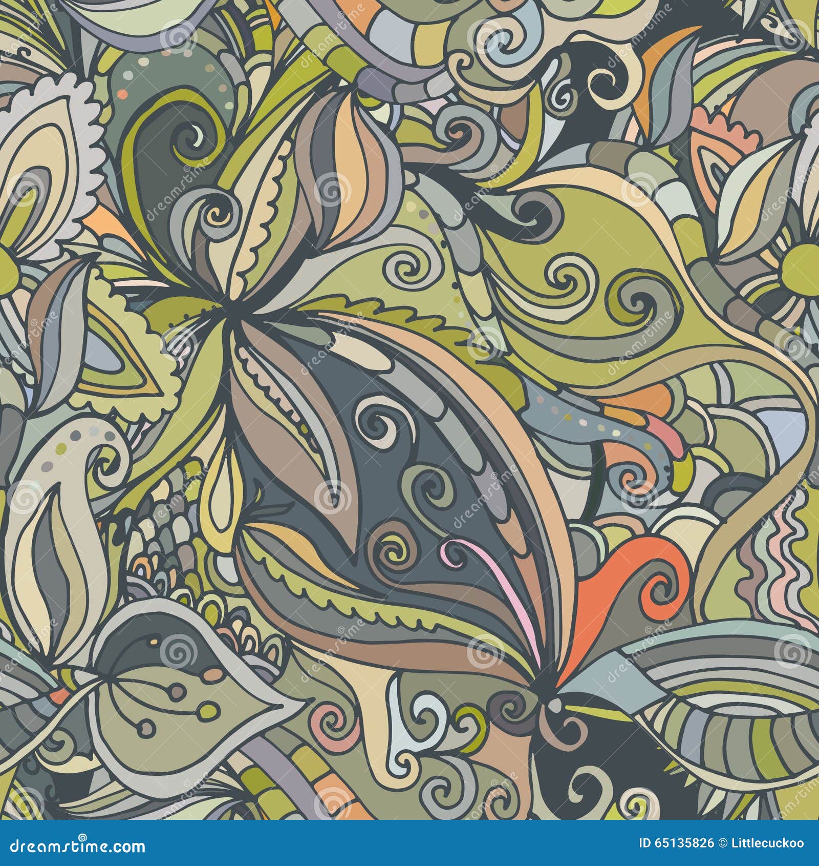 Hand-drawn Abstract Seamless Pattern Stock Vector - Illustration of ...