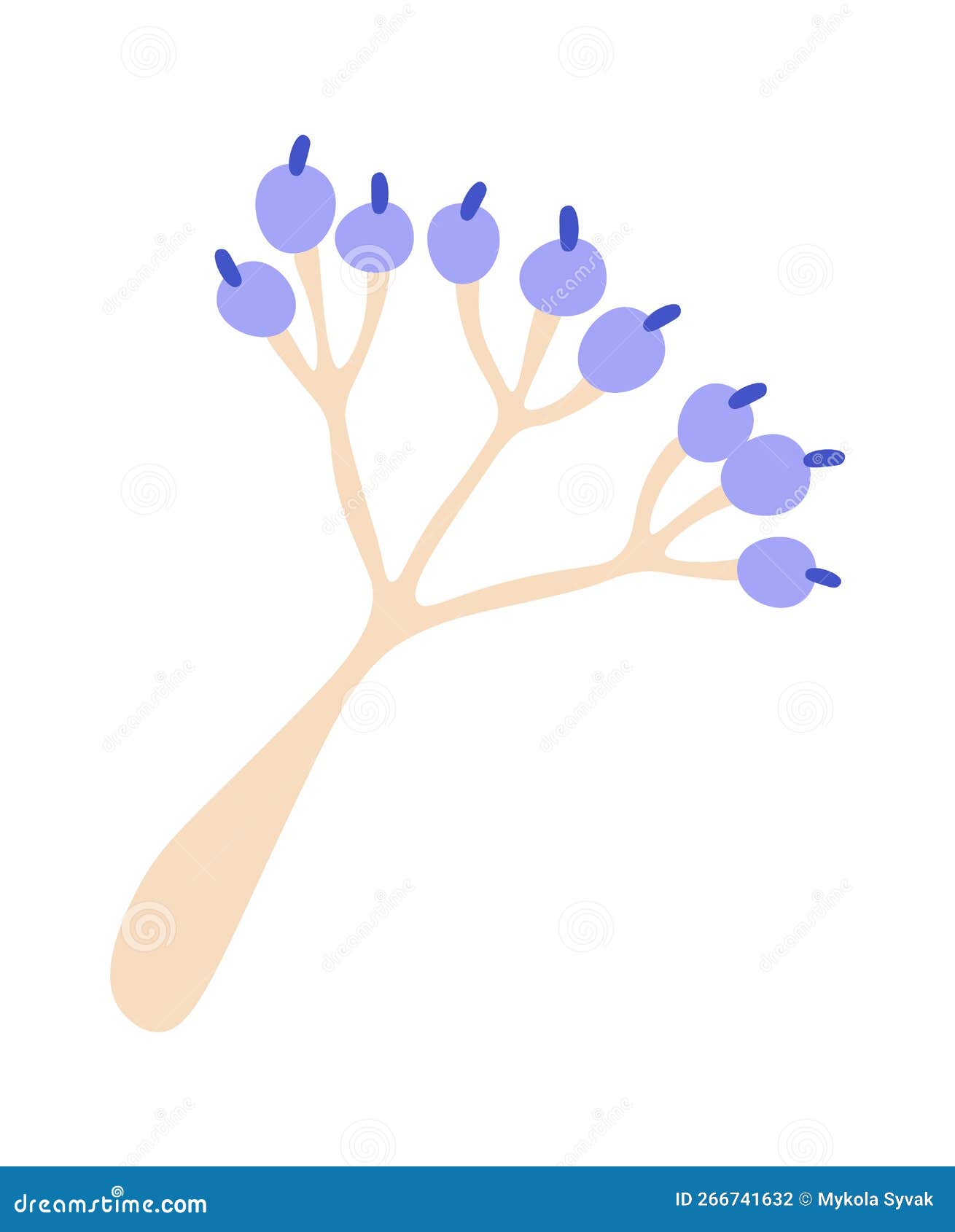 Hand Drawn Abstract Tree Branch Flat Icon Stock Vector - Illustration ...