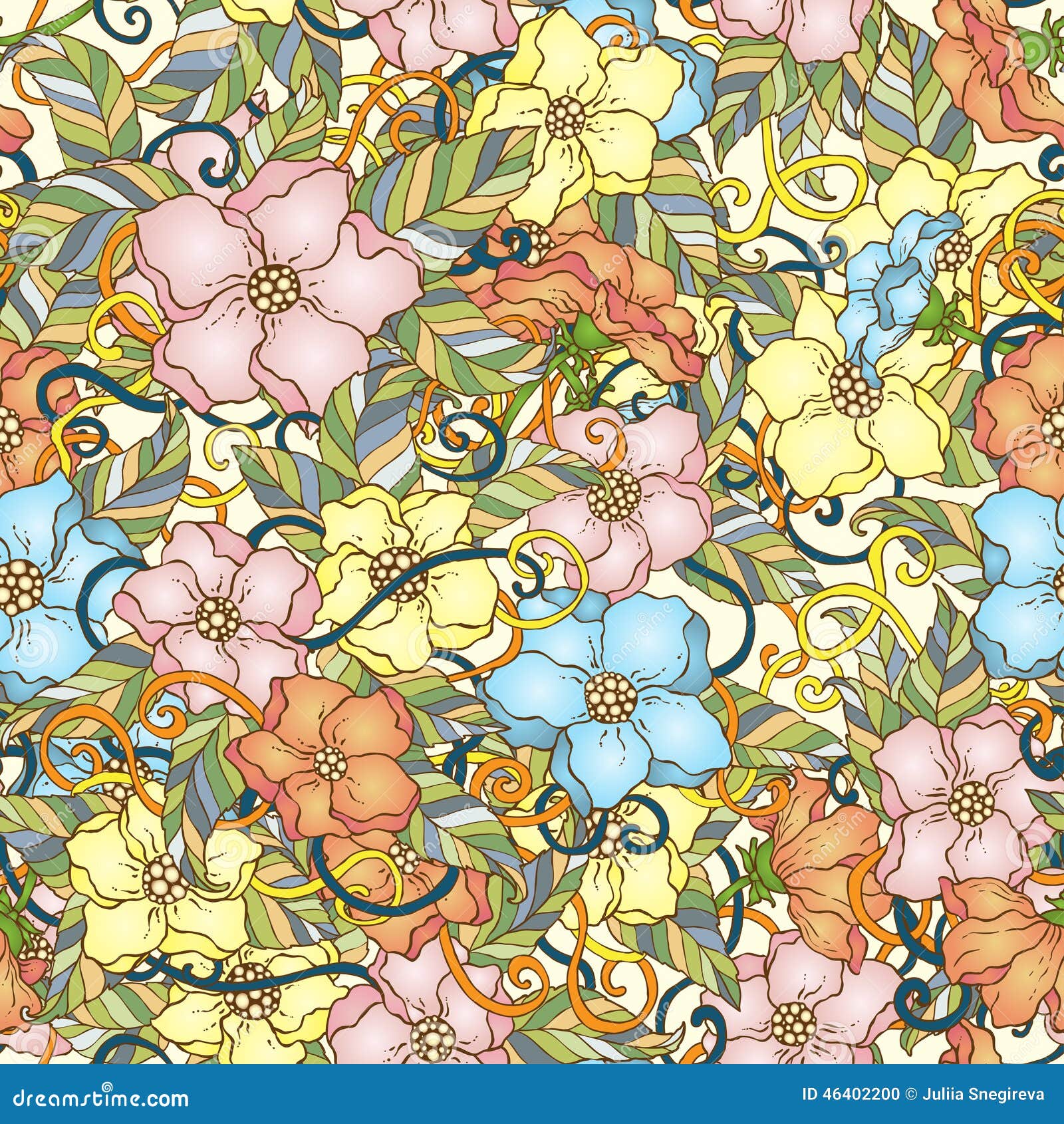 Hand Drawn Abstract Vector Floral Background. Stock Vector ...