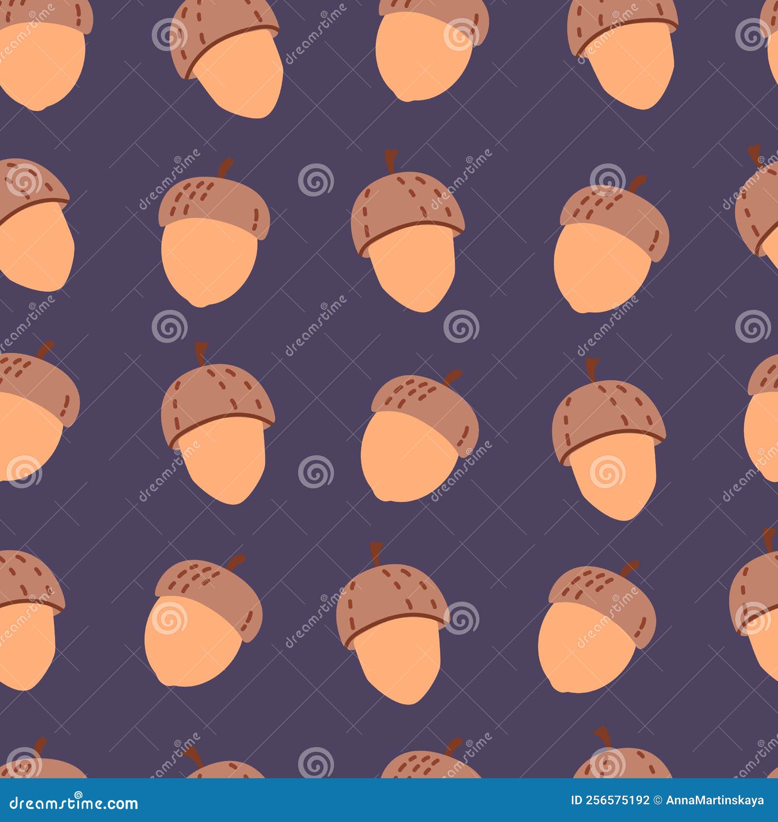 Hand Drawn Acorns in Cartoon Style. Seamless Pattern Stock Vector ...