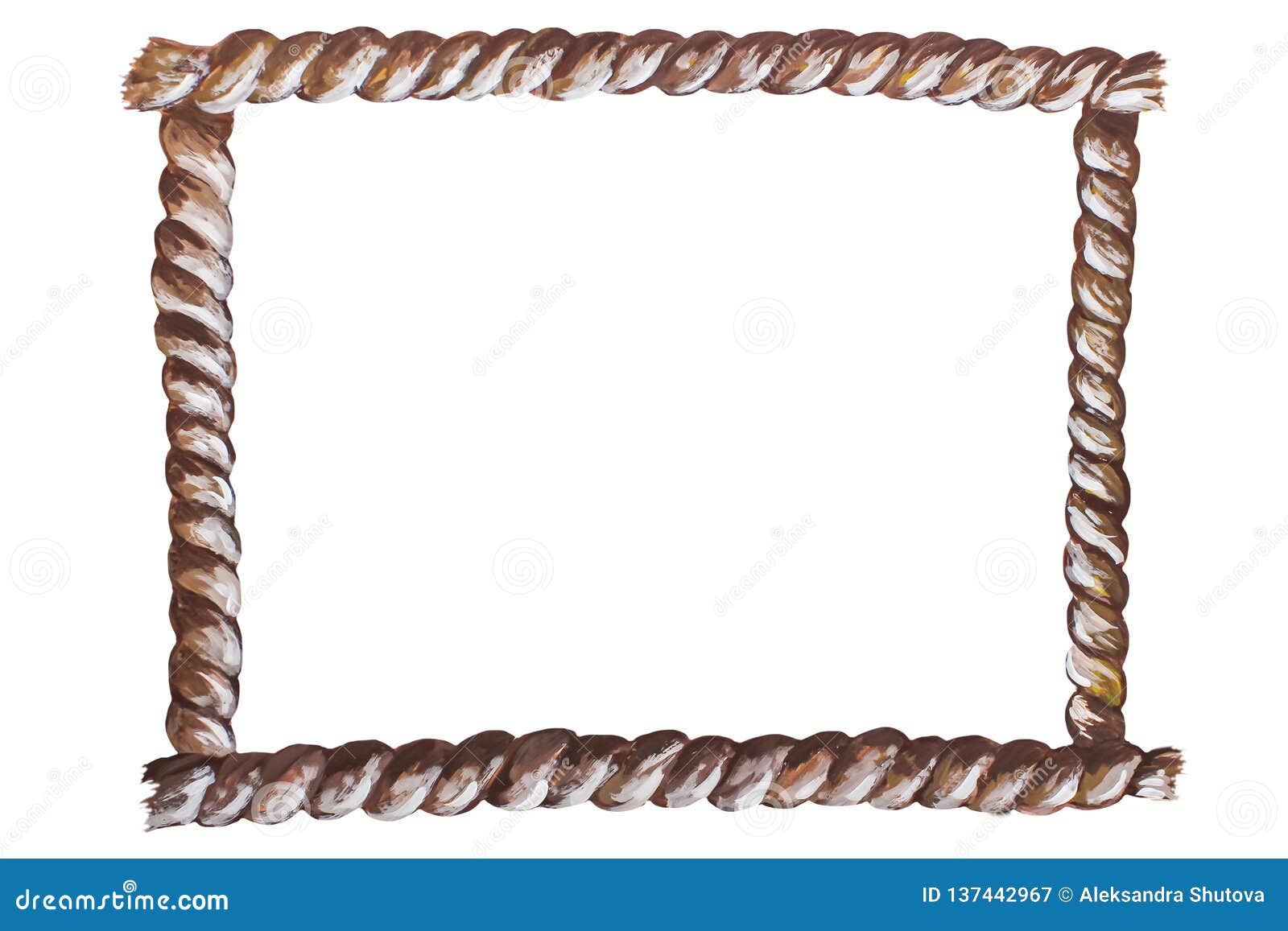Hand Drawn with Acrylic Paint Rope Rectangle Frame Isolated on White ...
