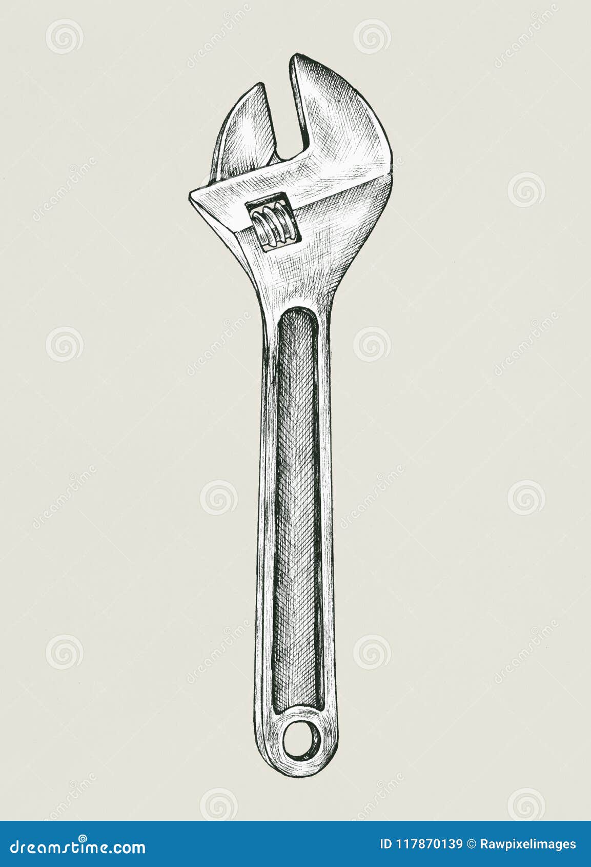 Hand Drawn Adjustable Wrench Illustration Stock Illustration ...